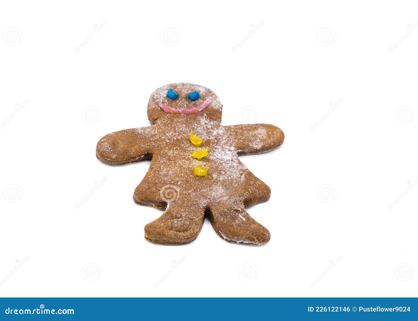 Gingerbread Man with Face and Buttons in Studio Stock Photo - Image of ...