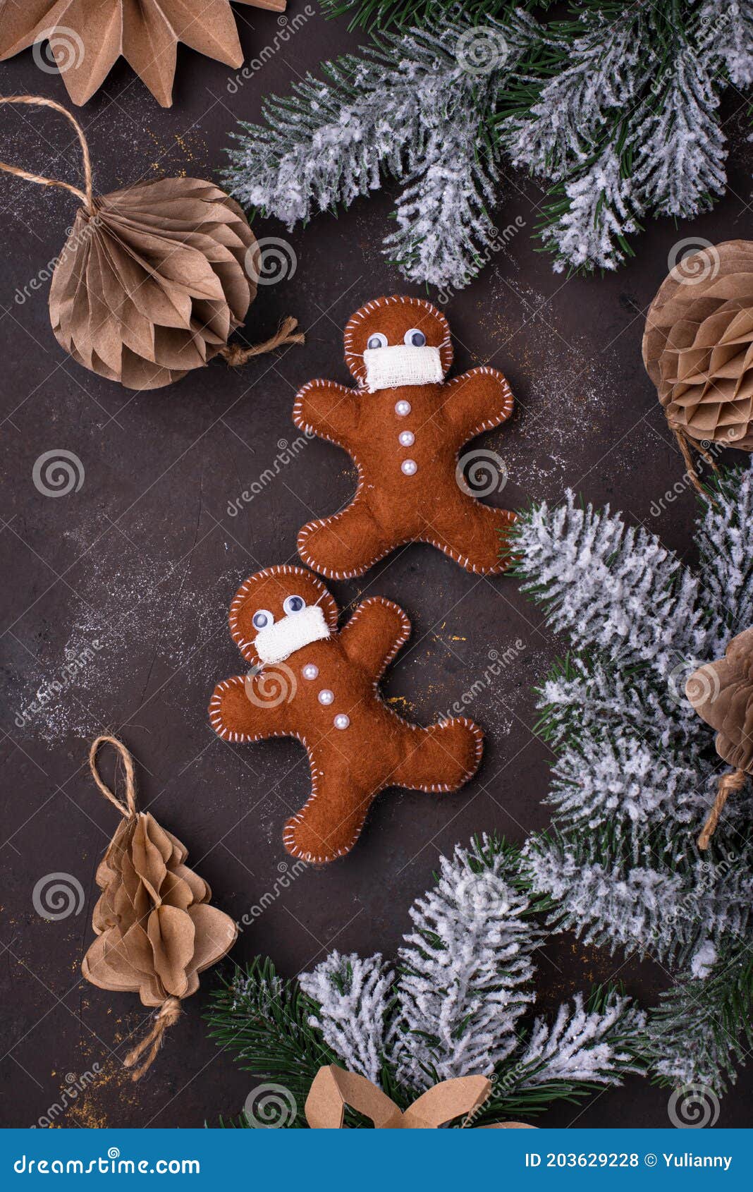 Gingerbread Man from Felt in Face Mask Stock Photo - Image of winter ...