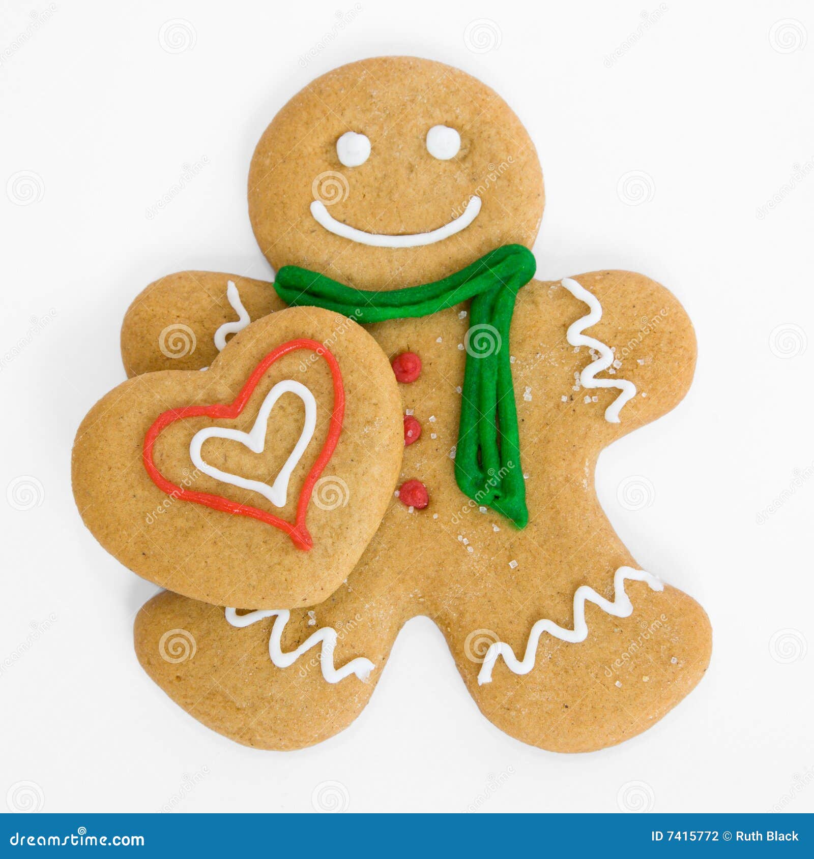 Gingerbread Man with Gingerbread Heart Stock Photo - Image of baked ...