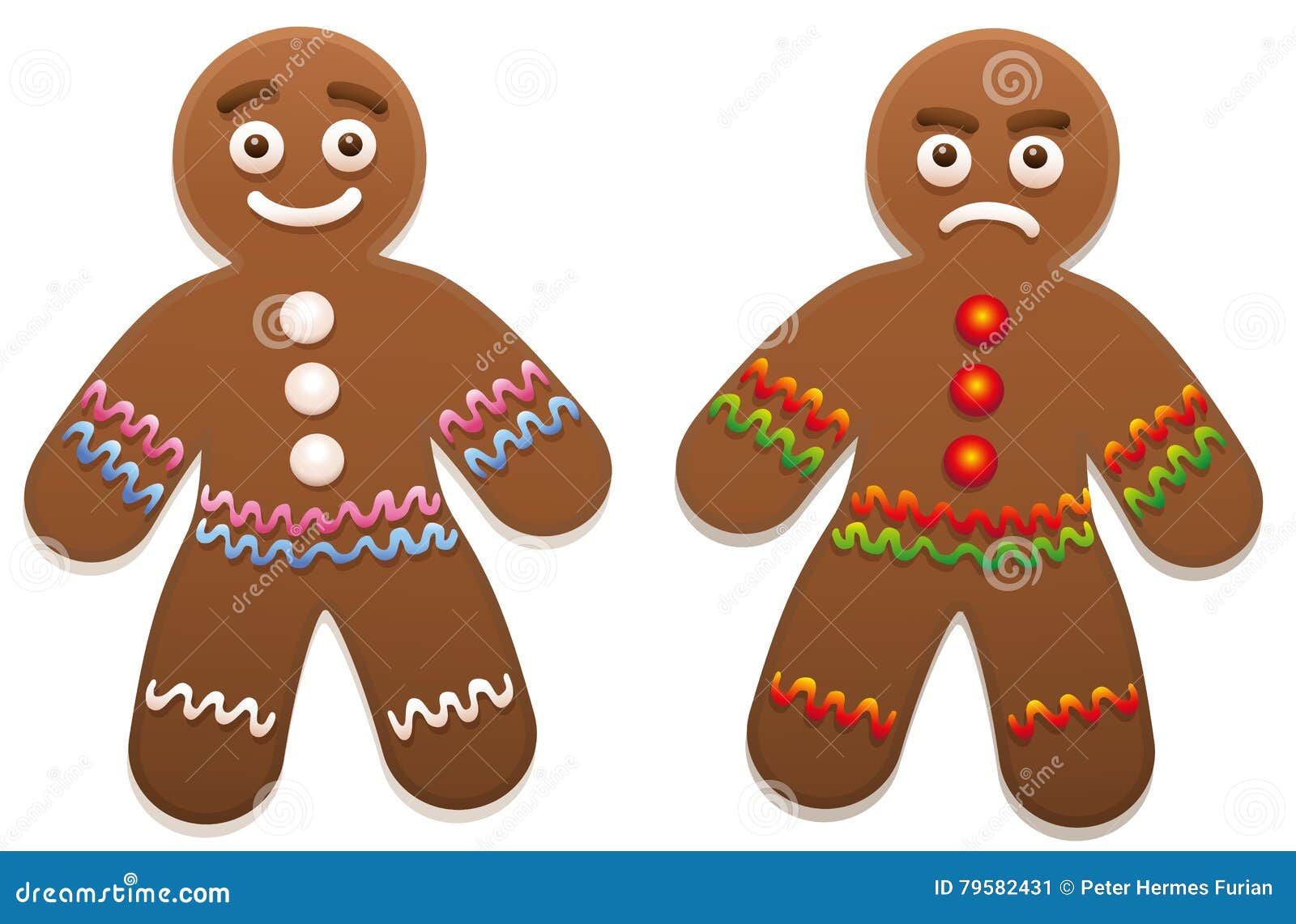 Gingerbread Man Happy Angry Stock Vector - Illustration of characters ...