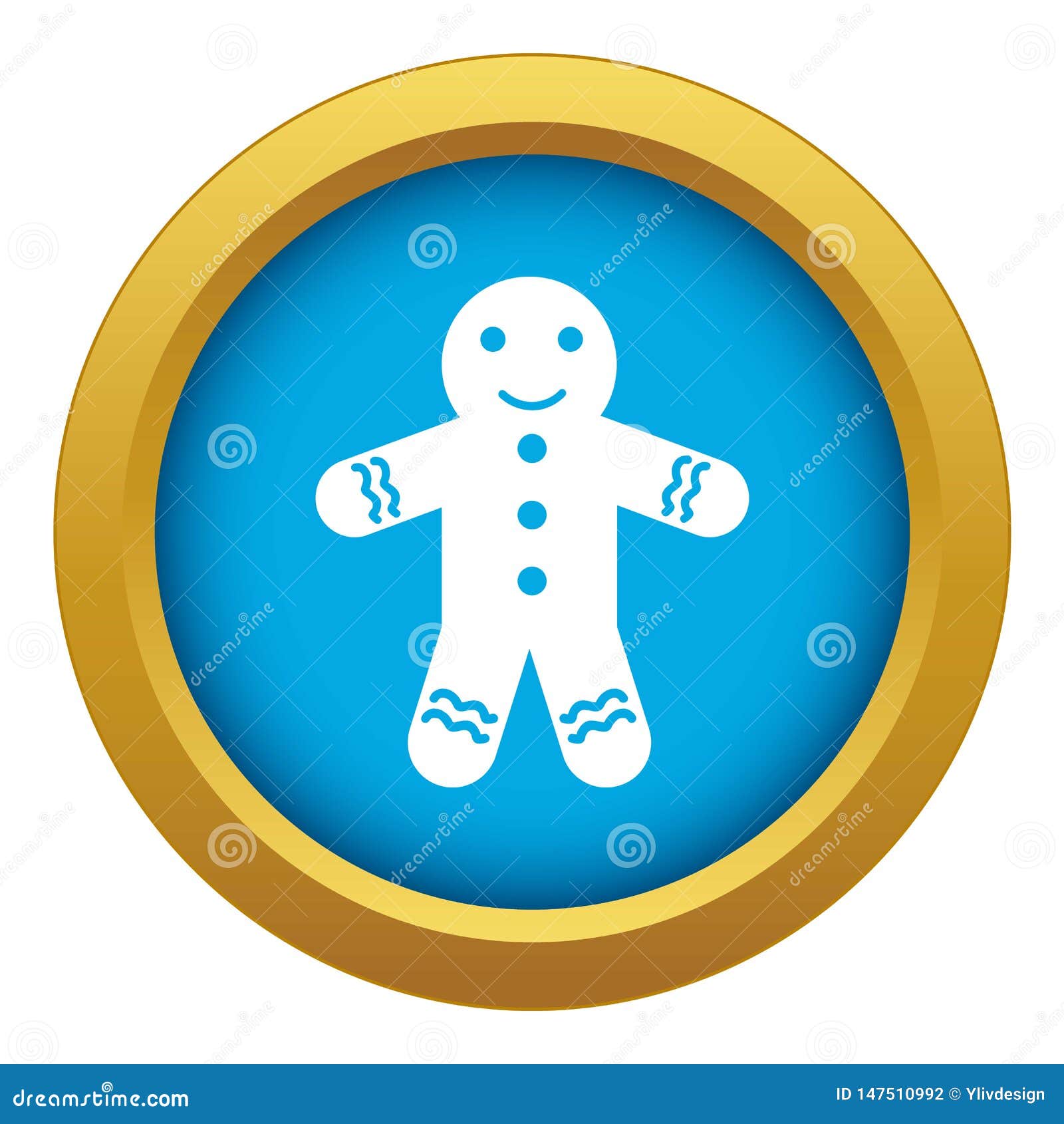 Gingerbread Man Icon Blue Vector Isolated Stock Vector - Illustration ...