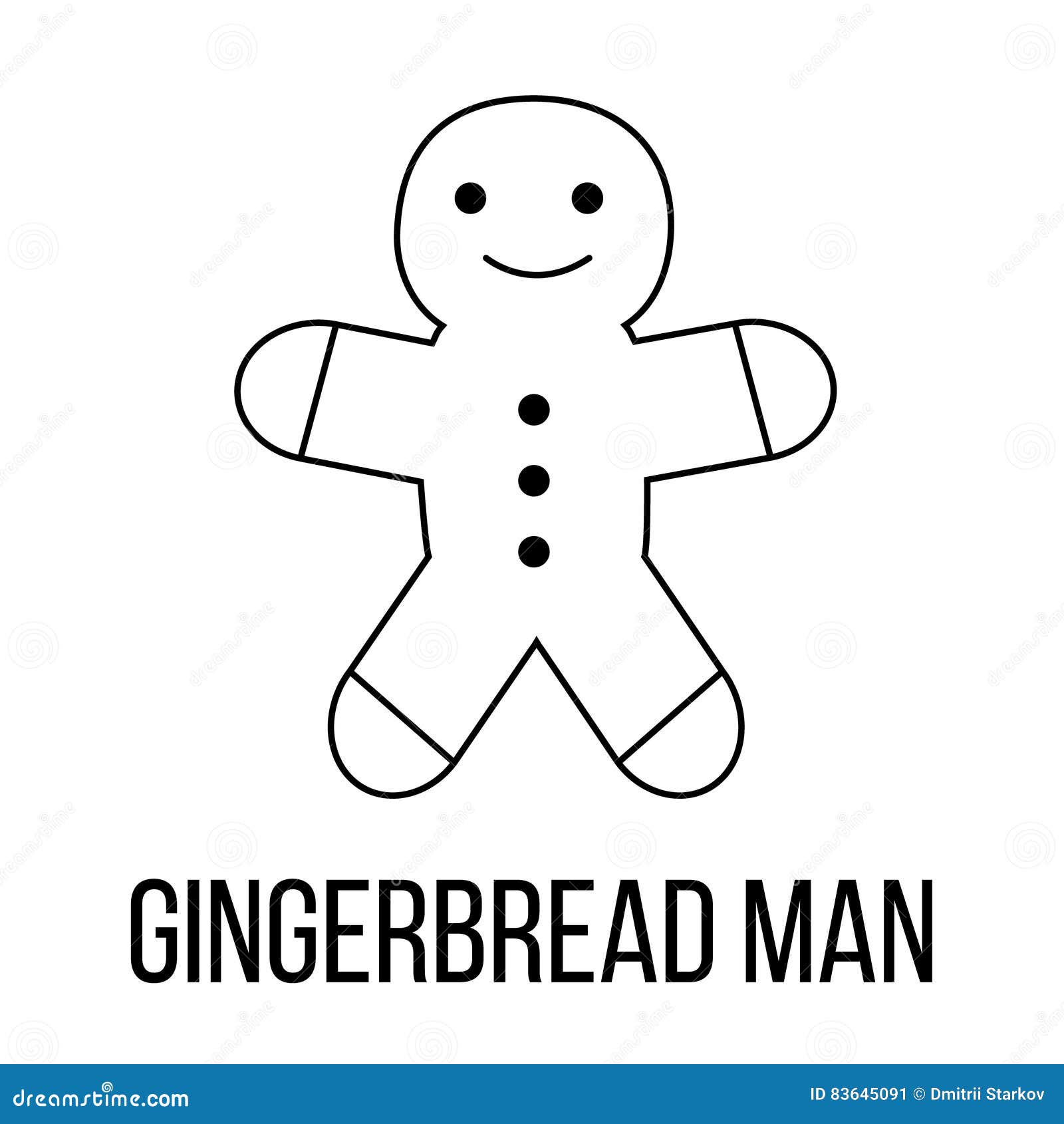Gingerbread Man Icon or Logo Line Art Style. Stock Vector ...