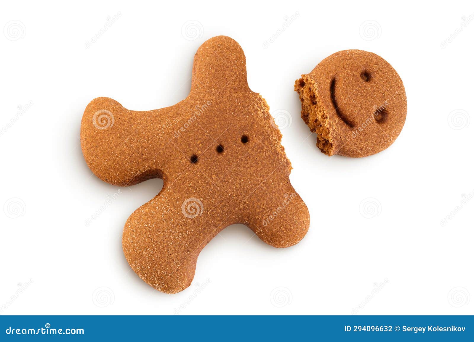 Gingerbread Man Isolated on White Background. Top View. Flat Lay. Stock ...