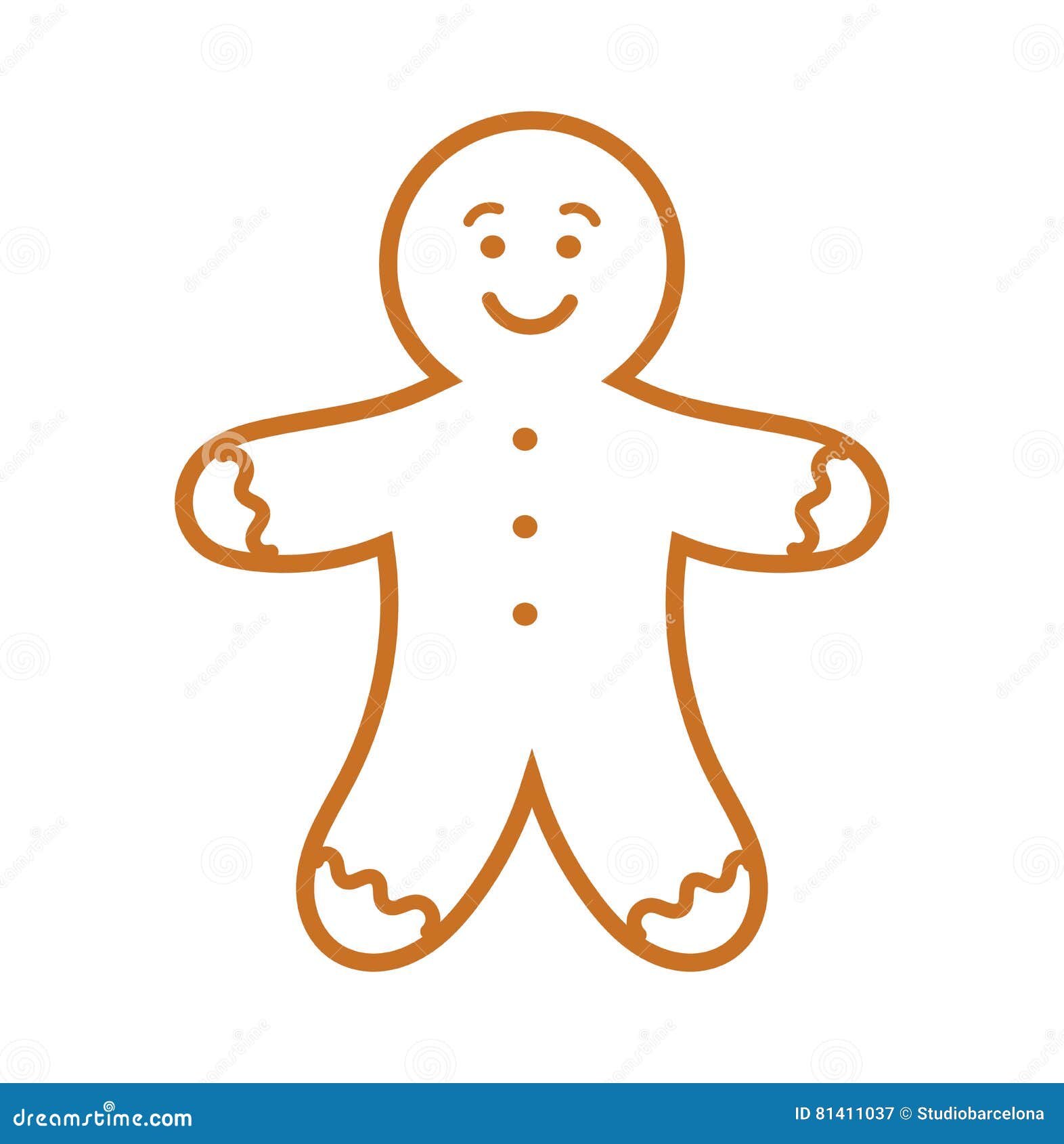 Gingerbread Man Line Icon Stock Vector Illustration Of Biscuit 81411037