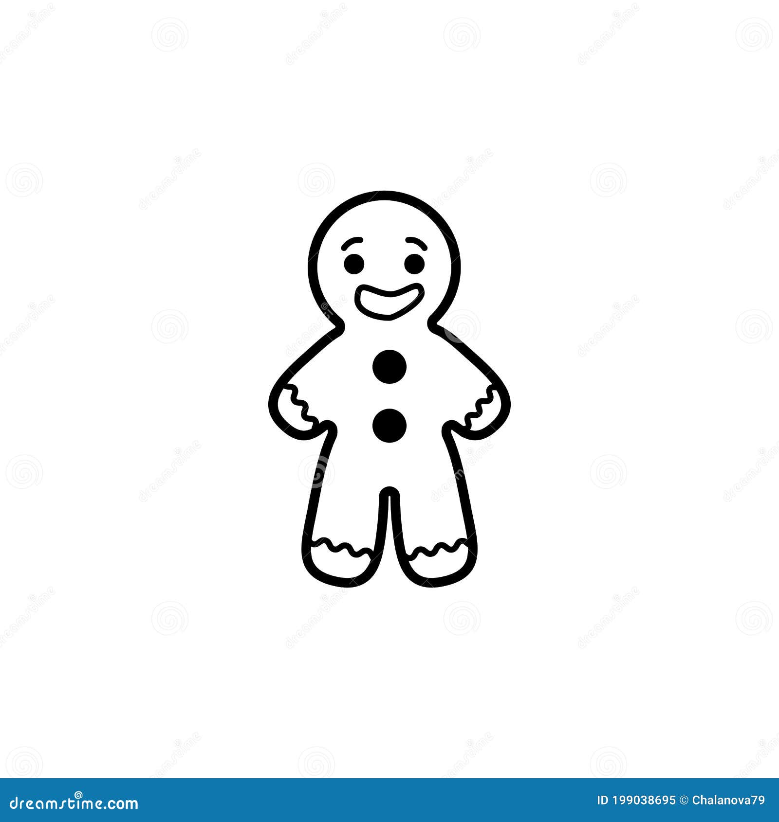 Gingerbread Man Line Icon Vector Illustration on White Background Stock ...