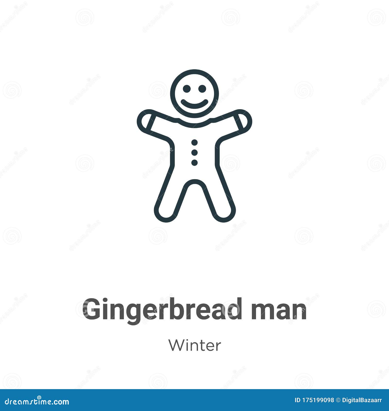 Gingerbread Man Outline Vector Icon. Thin Line Black Gingerbread Man ...
