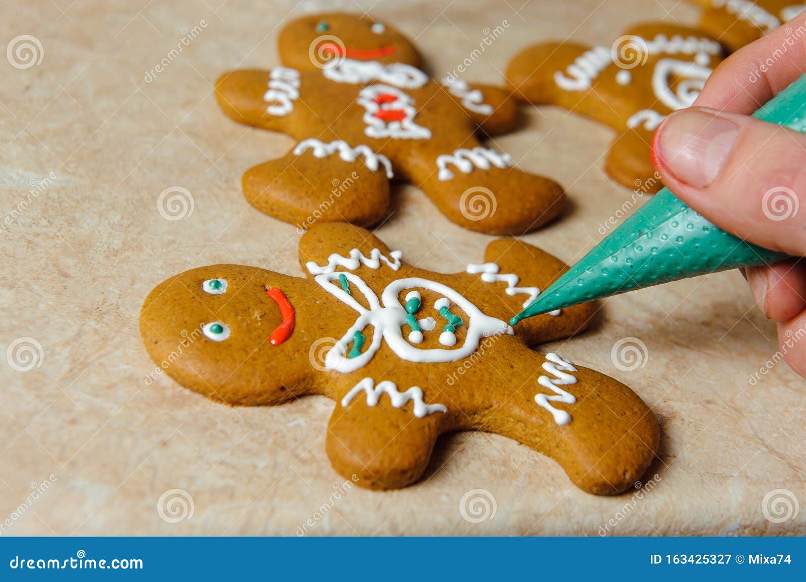 Gingerbread Man Painting on the Kitchen Table22 Stock Image - Image of ...