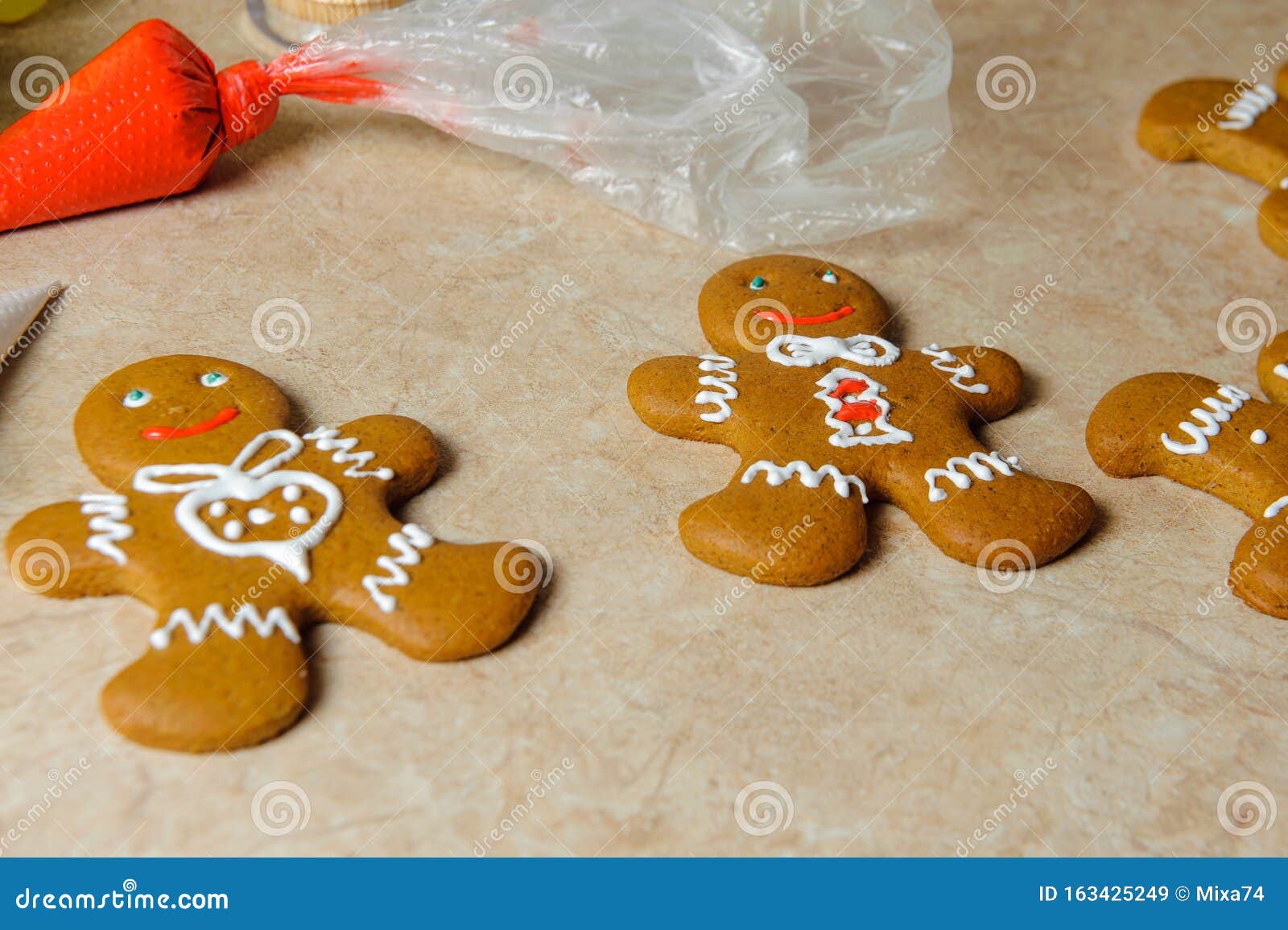 Gingerbread Man Painting on the Kitchen Table15 Stock Image - Image of ...
