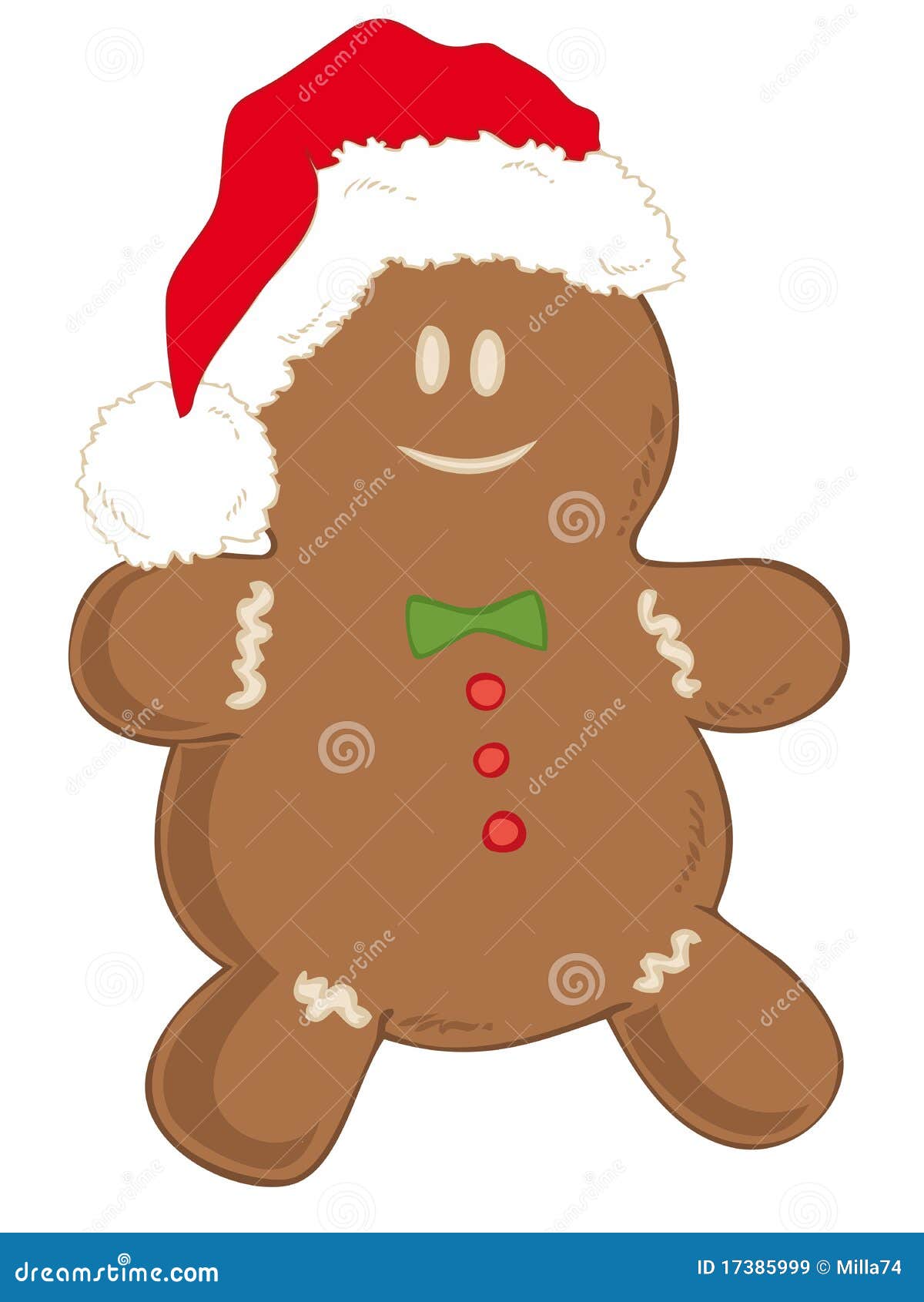Gingerbread Man with Santa Claus Hat. Stock Vector - Illustration of ...