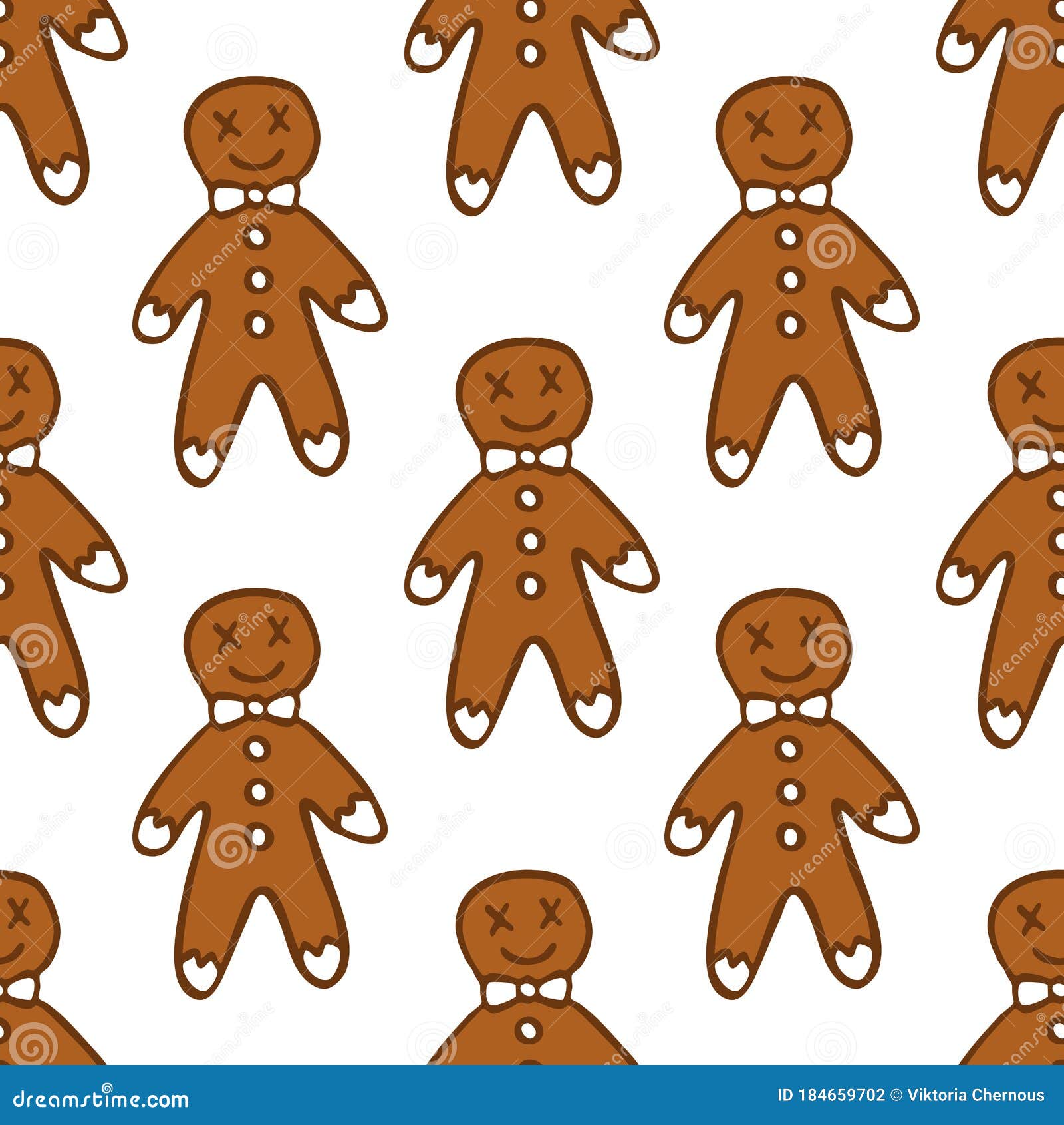 Gingerbread Man Seamless Doodle Pattern Stock Illustration ...