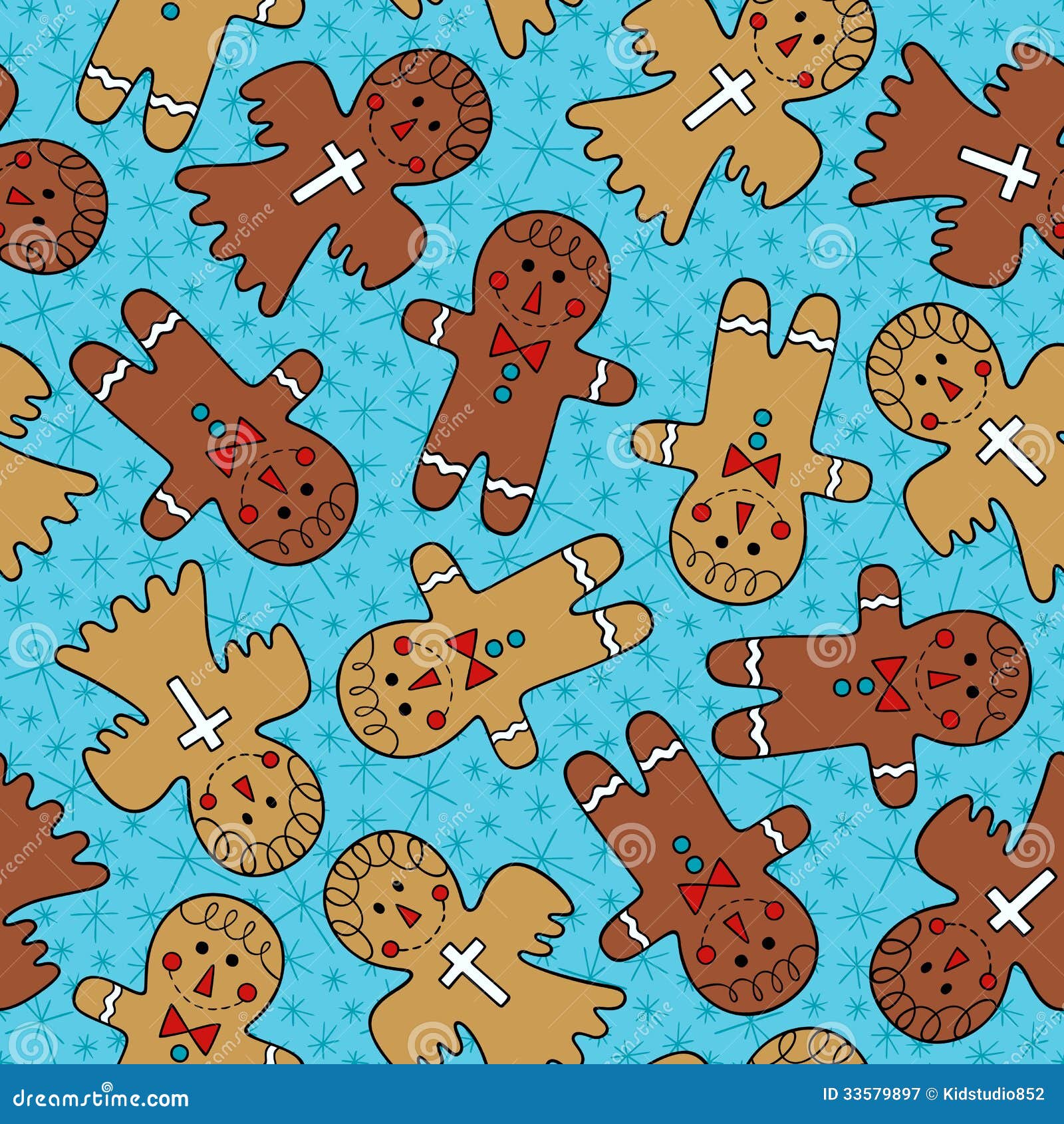 Gingerbread Man Seamless Pattern Stock Vector - Illustration of cookie ...