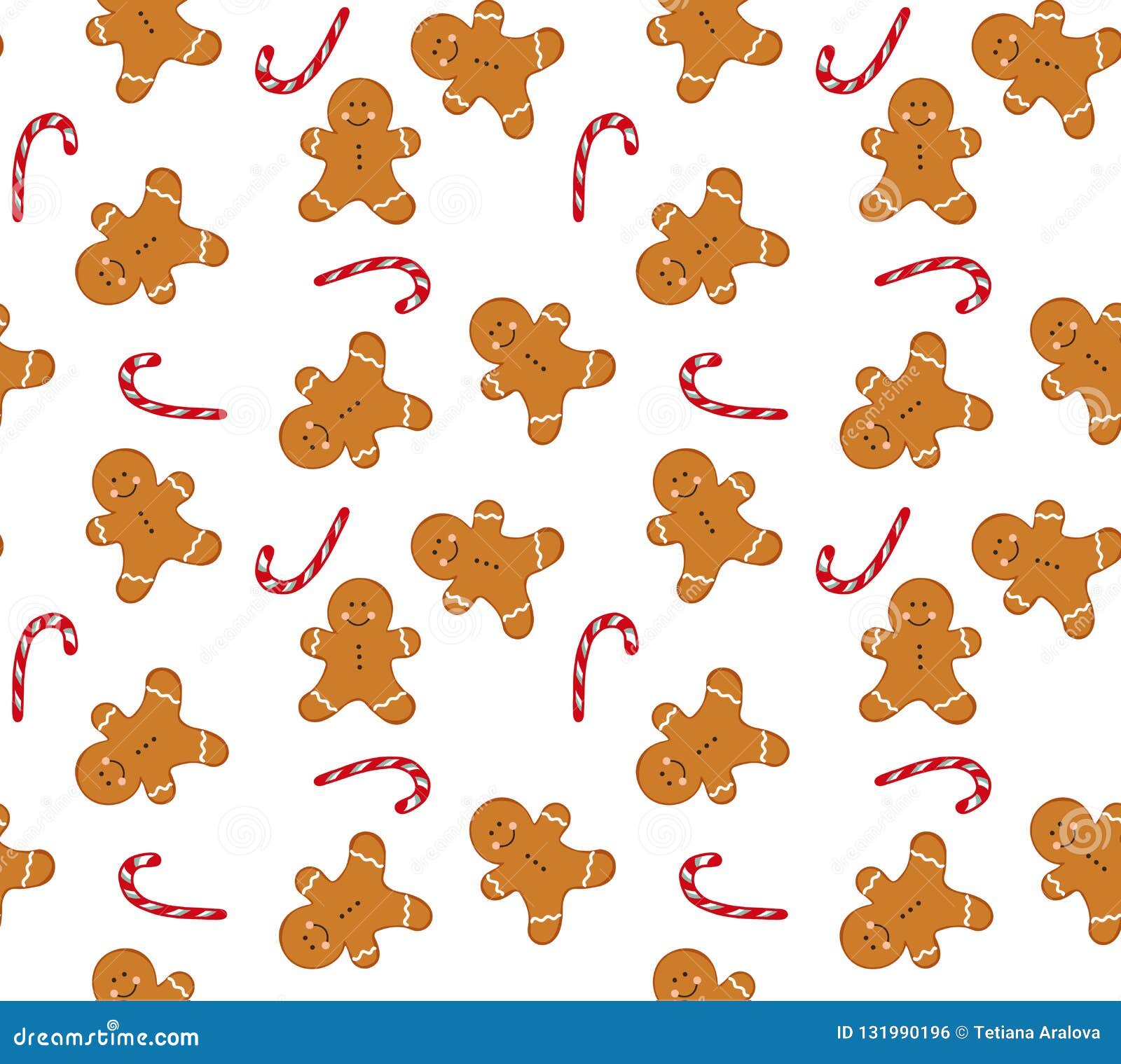 Gingerbread Man Seamless Pattern. Isolated on White Background Stock ...