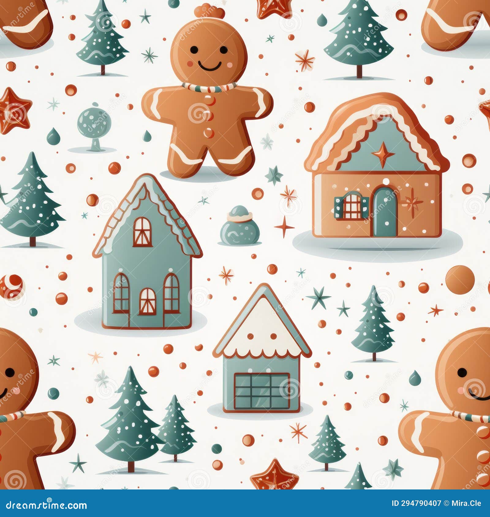 Gingerbread Man Seasonal Seamless Pattern, Created with Generative AI ...