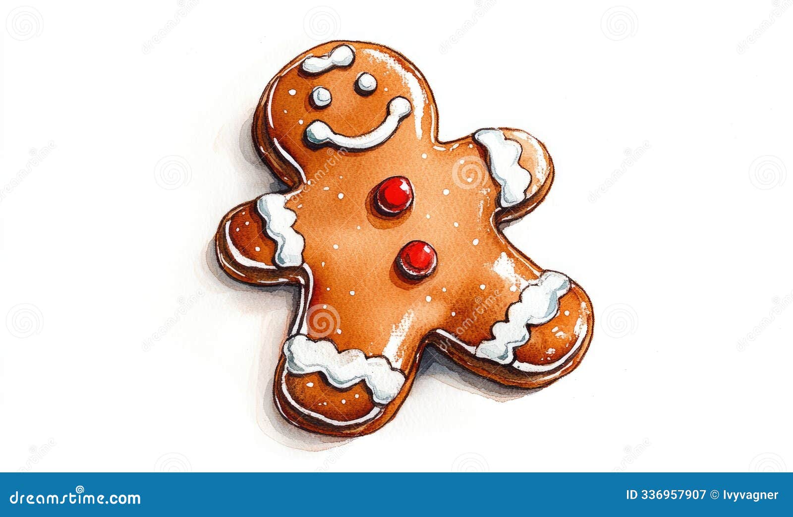 A Gingerbread Man is Smiling and Has a Red Button on His Chest Stock ...