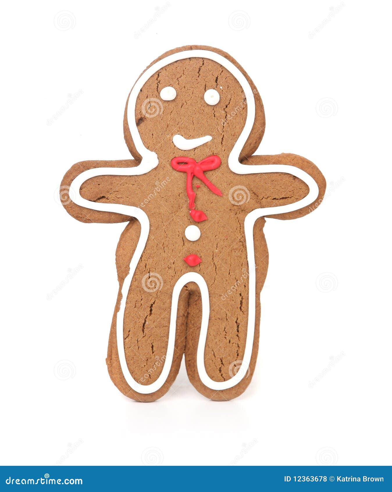 Gingerbread Man Smiling and Isolated on White Back Stock Photo - Image ...
