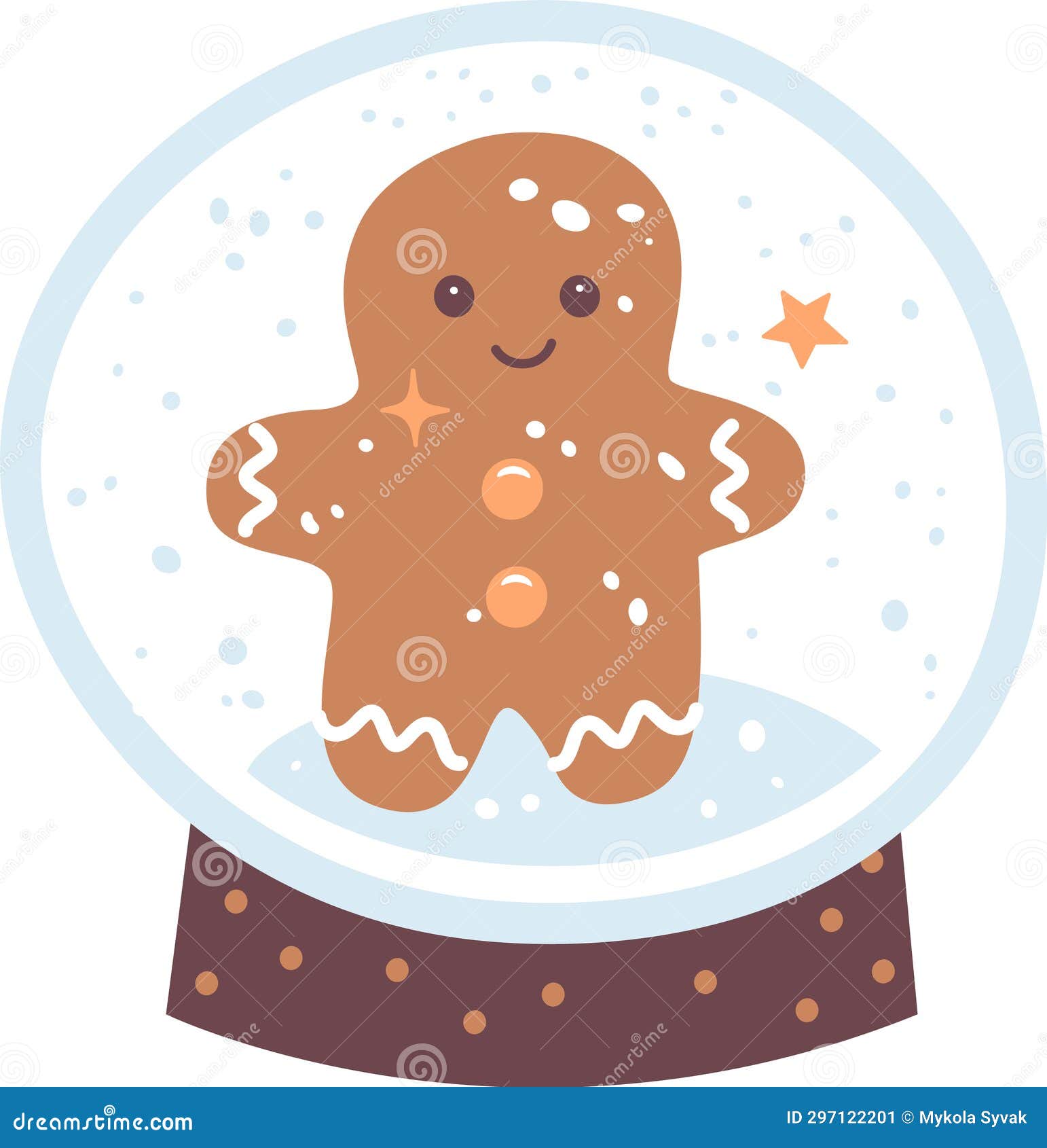 Gingerbread Man in Snow Globe Stock Illustration - Illustration of ...