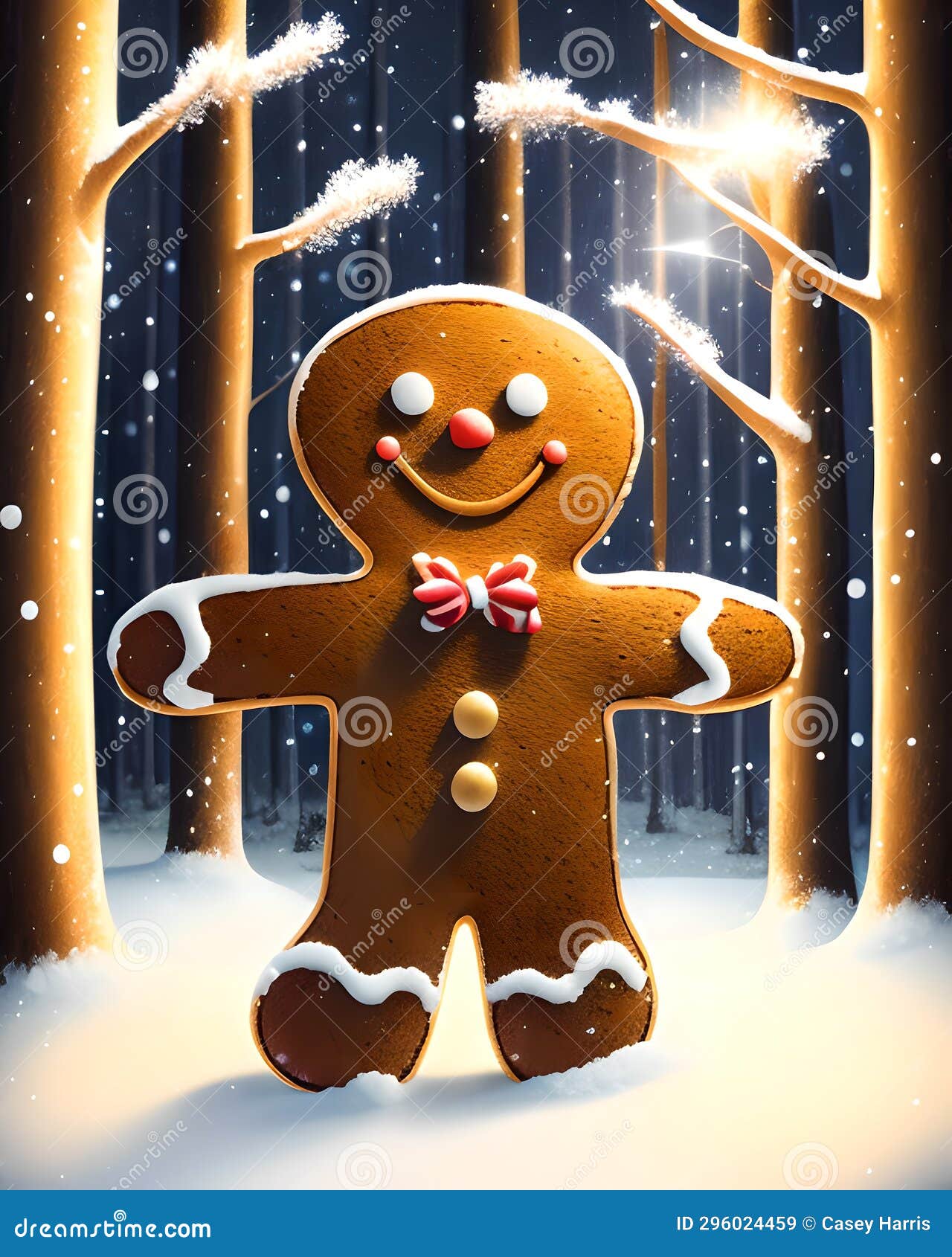 Gingerbread Man in the Snow Stock Illustration - Illustration of ...