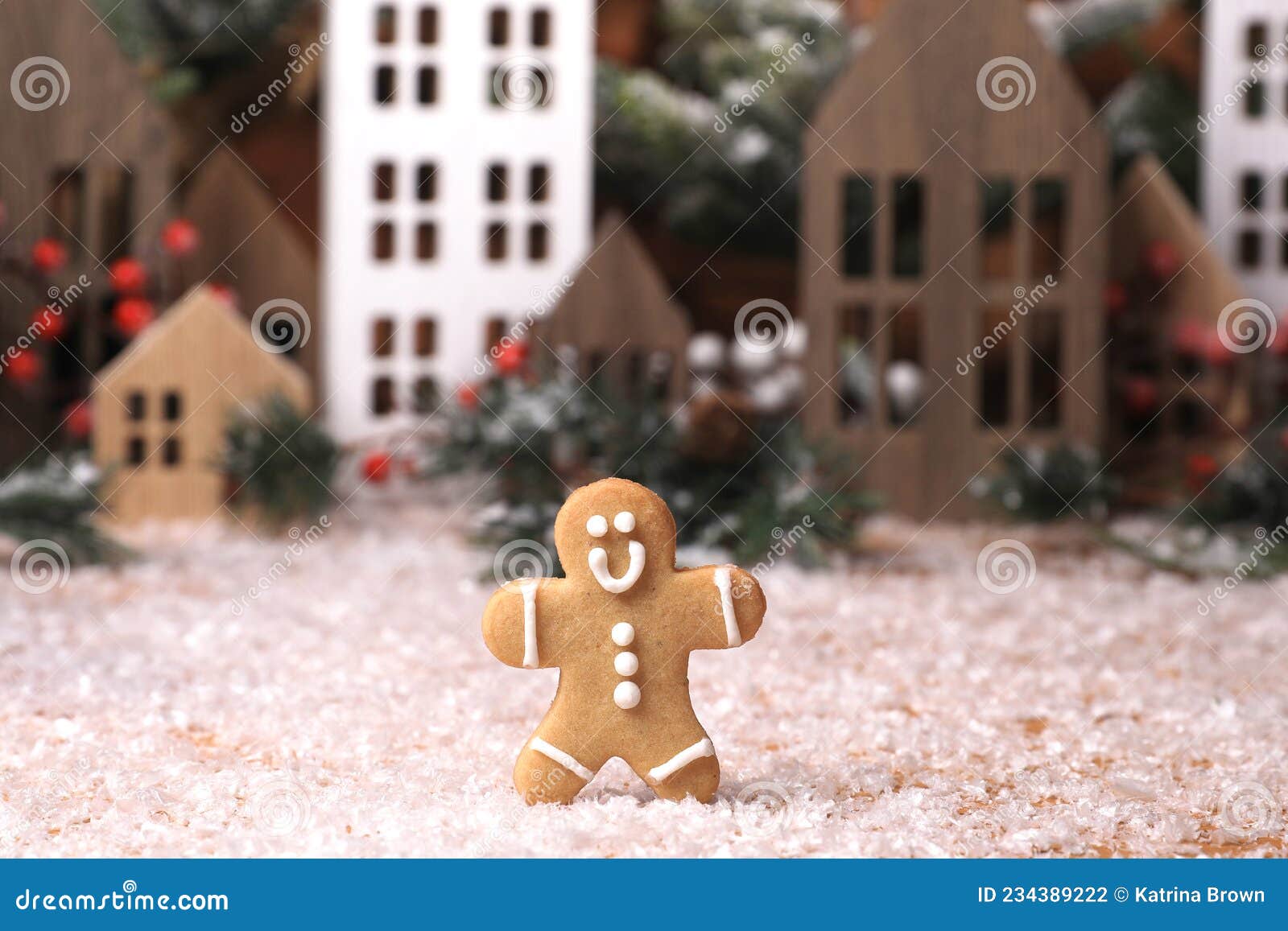 Gingerbread Man Standing in the Snow Stock Photo - Image of family ...