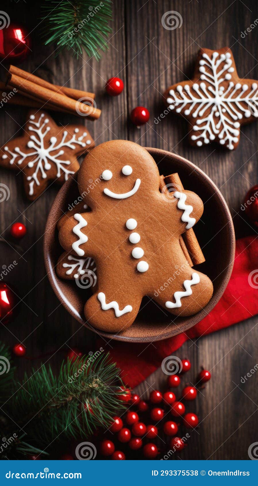 Gingerbread Man on the Table Stock Illustration - Illustration of star ...