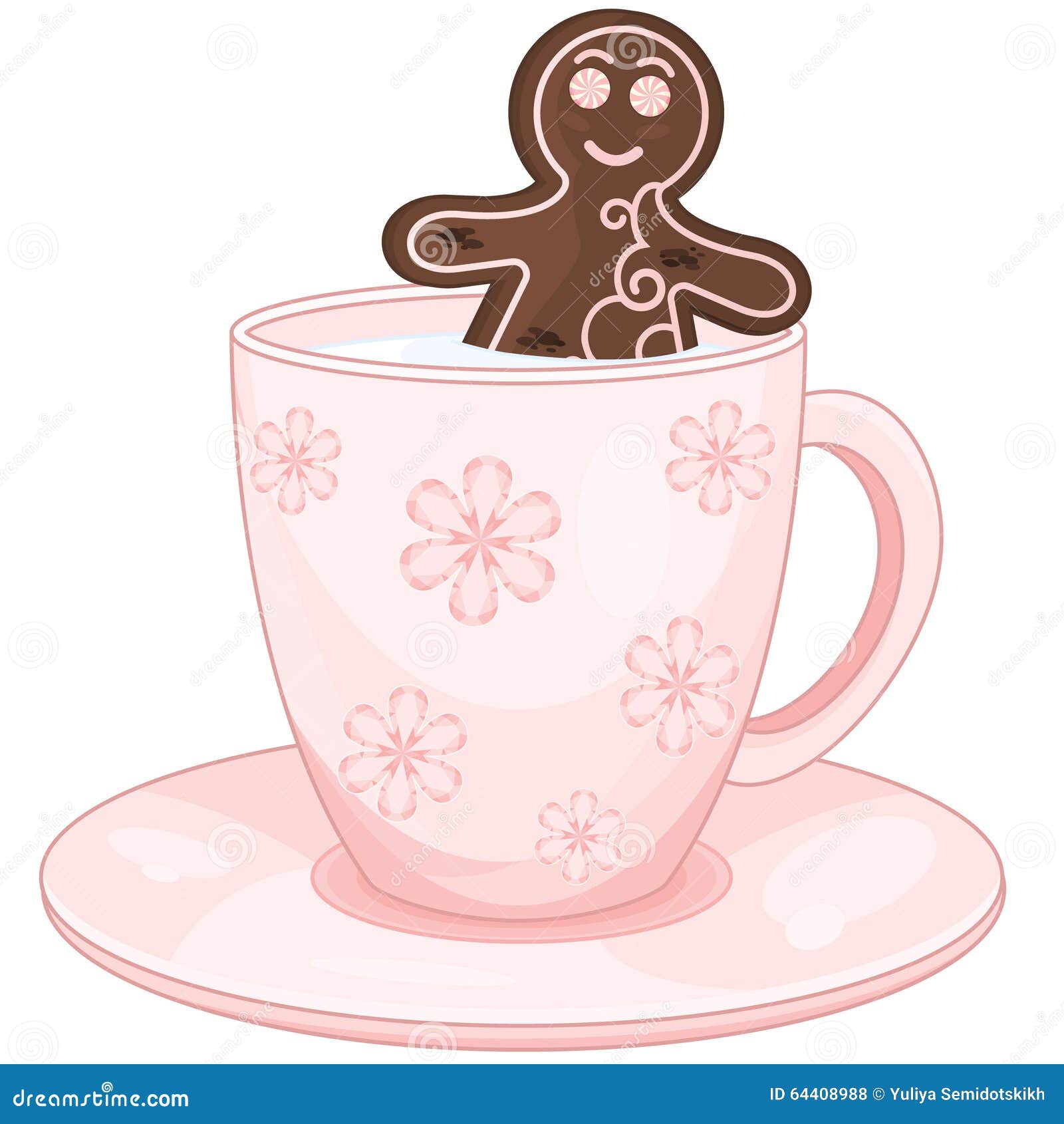Gingerbread Man Take a Milk Bath in Cup Stock Vector - Illustration of ...