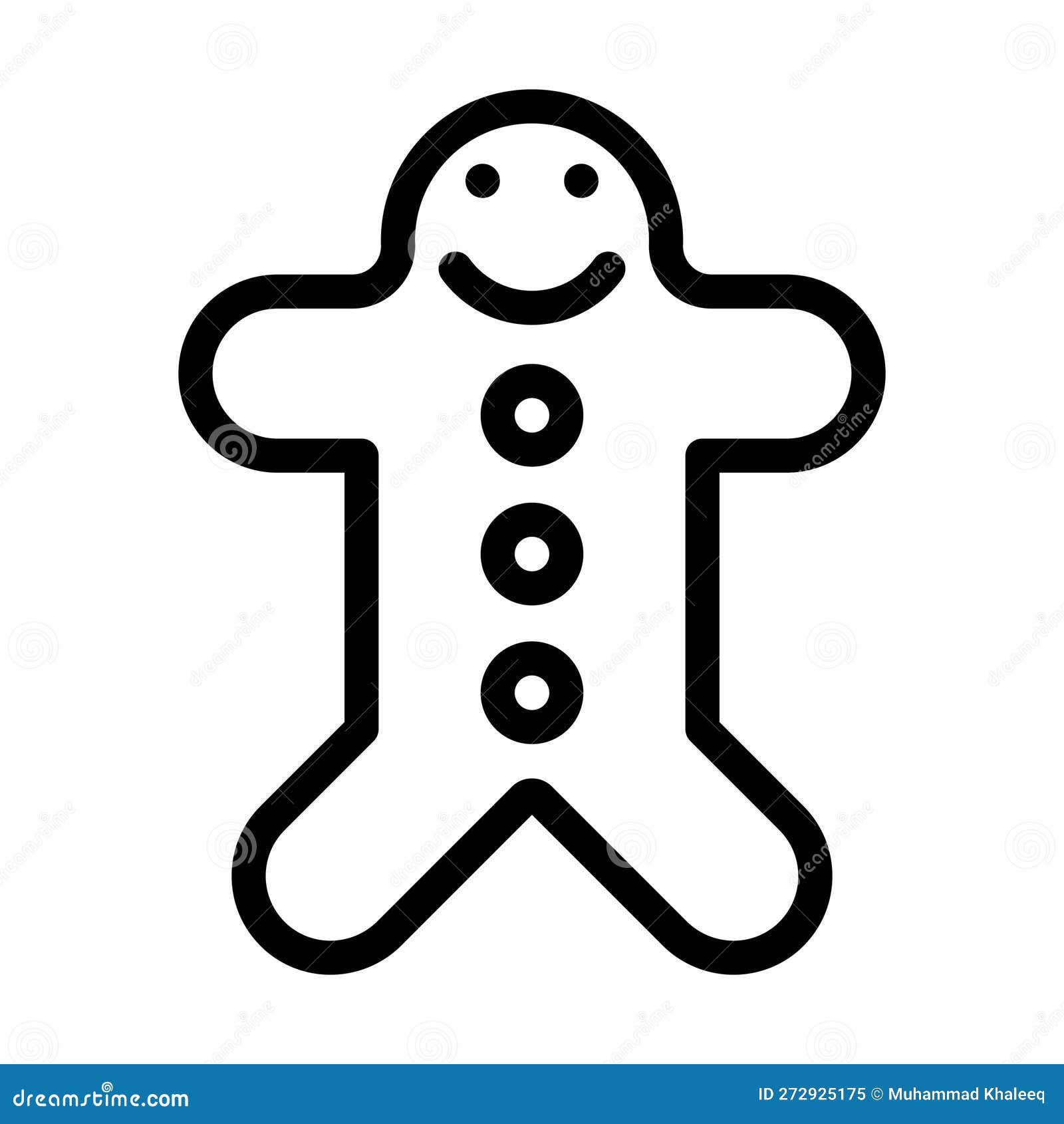 Gingerbread Man Vector Thick Line Icon for Personal and Commercial Use ...