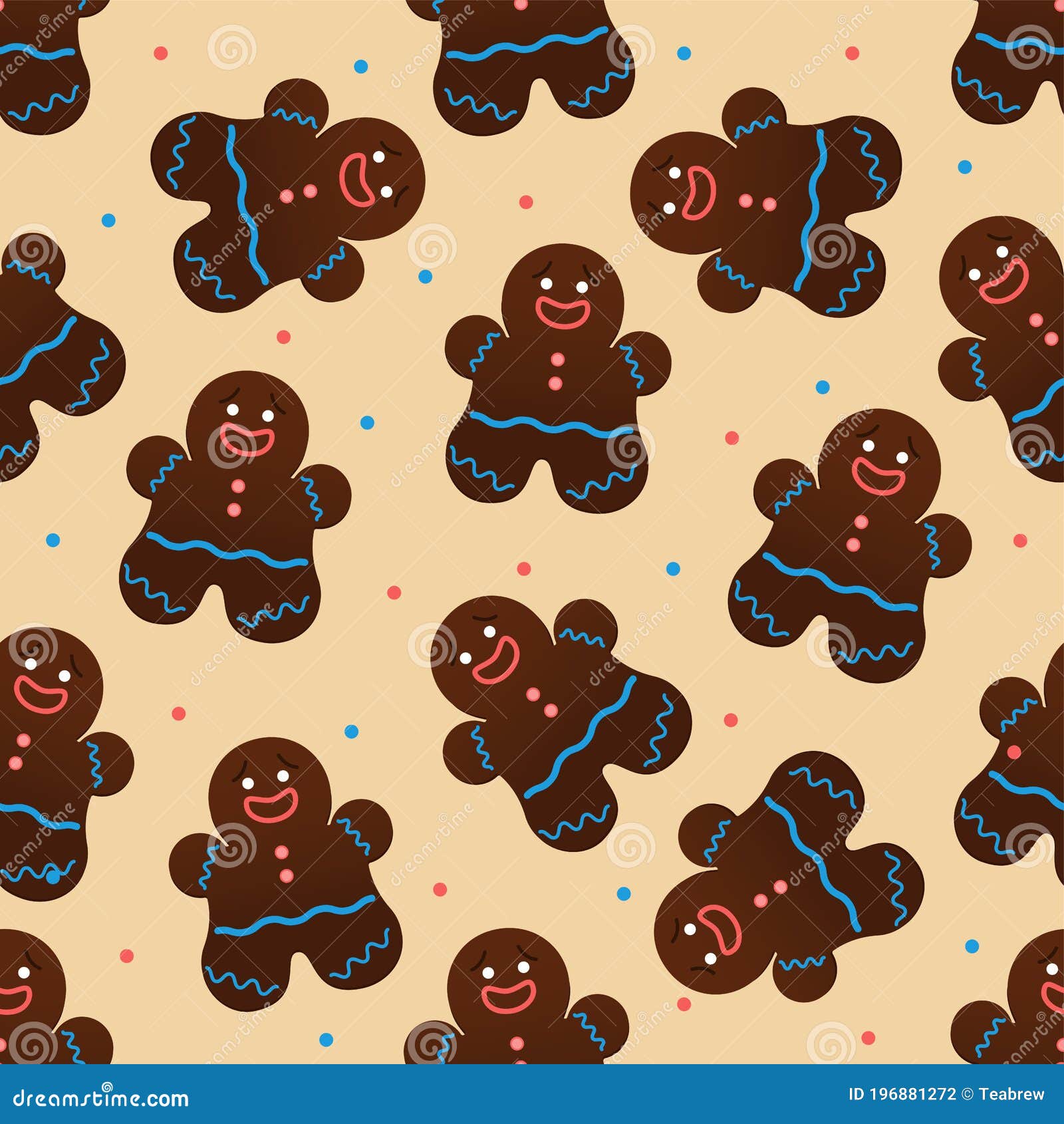 Gingerbread Man Vector Wrapping Paper in Flat Design Stock Vector ...