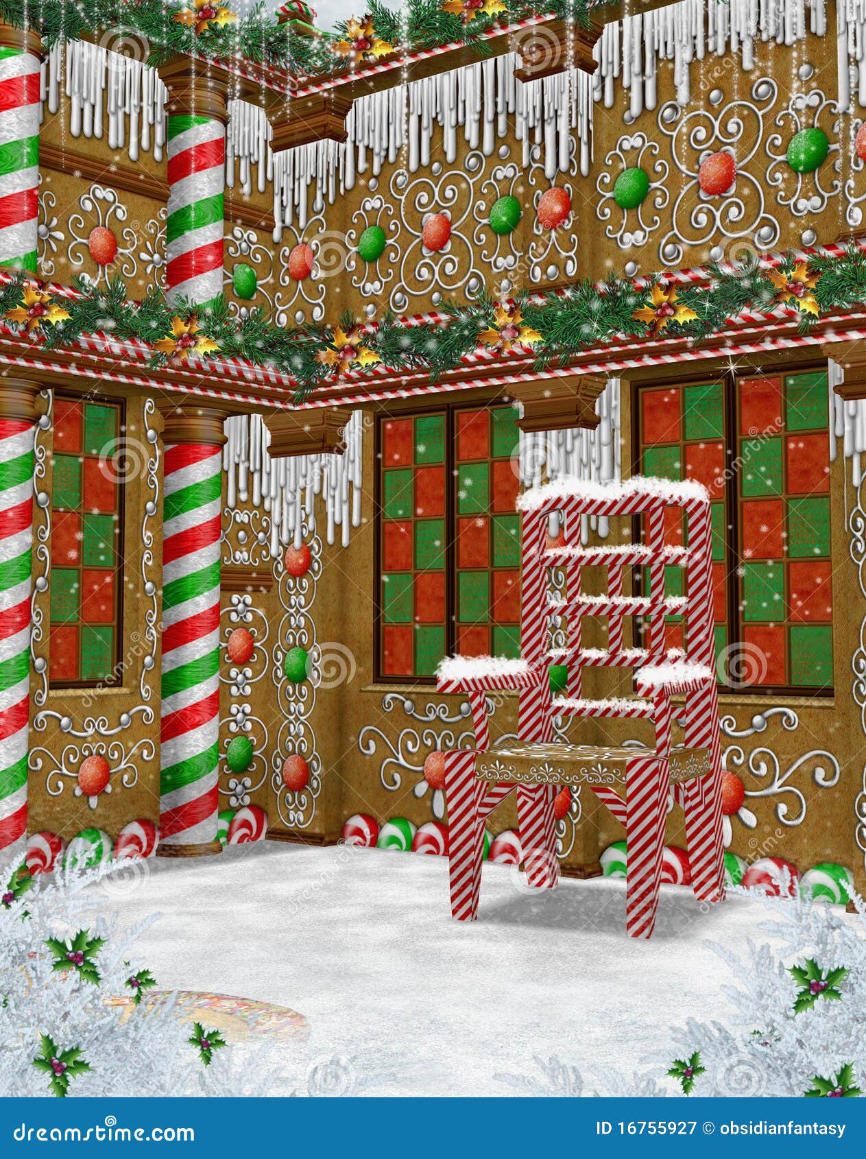 Gingerbread Manor 1 stock illustration. Illustration of candy - 16755927