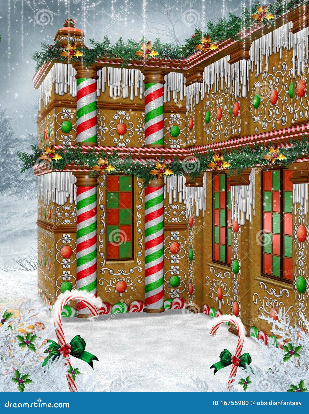 Gingerbread Manor 2 stock illustration. Illustration of winter - 16755980