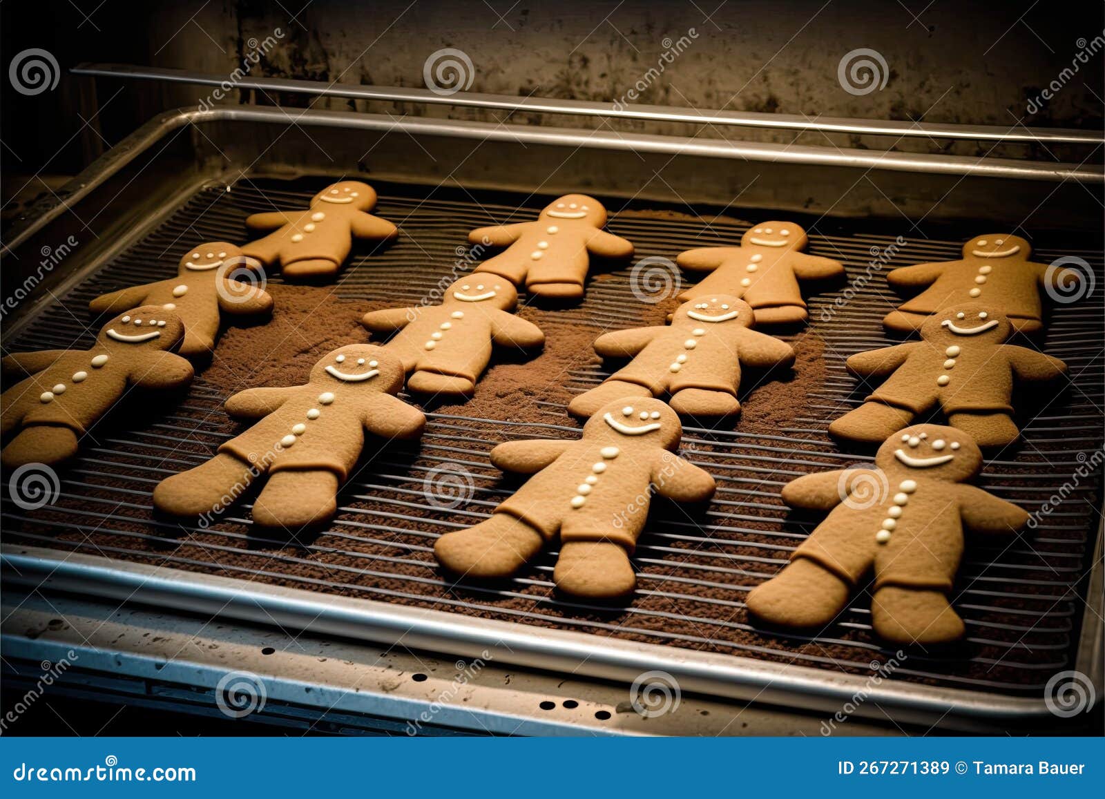 Delicious Fresh Baked Gingerbread Men in the Oven Stock Illustration ...