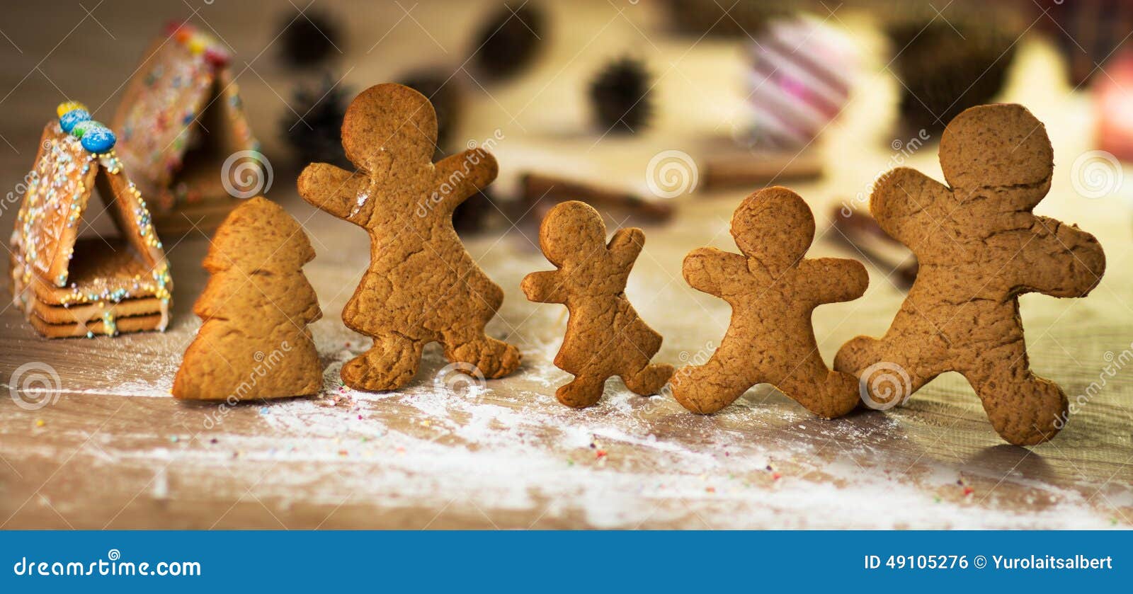 Gingerbread Men on the Wooden Floor Stock Photo - Image of star ...