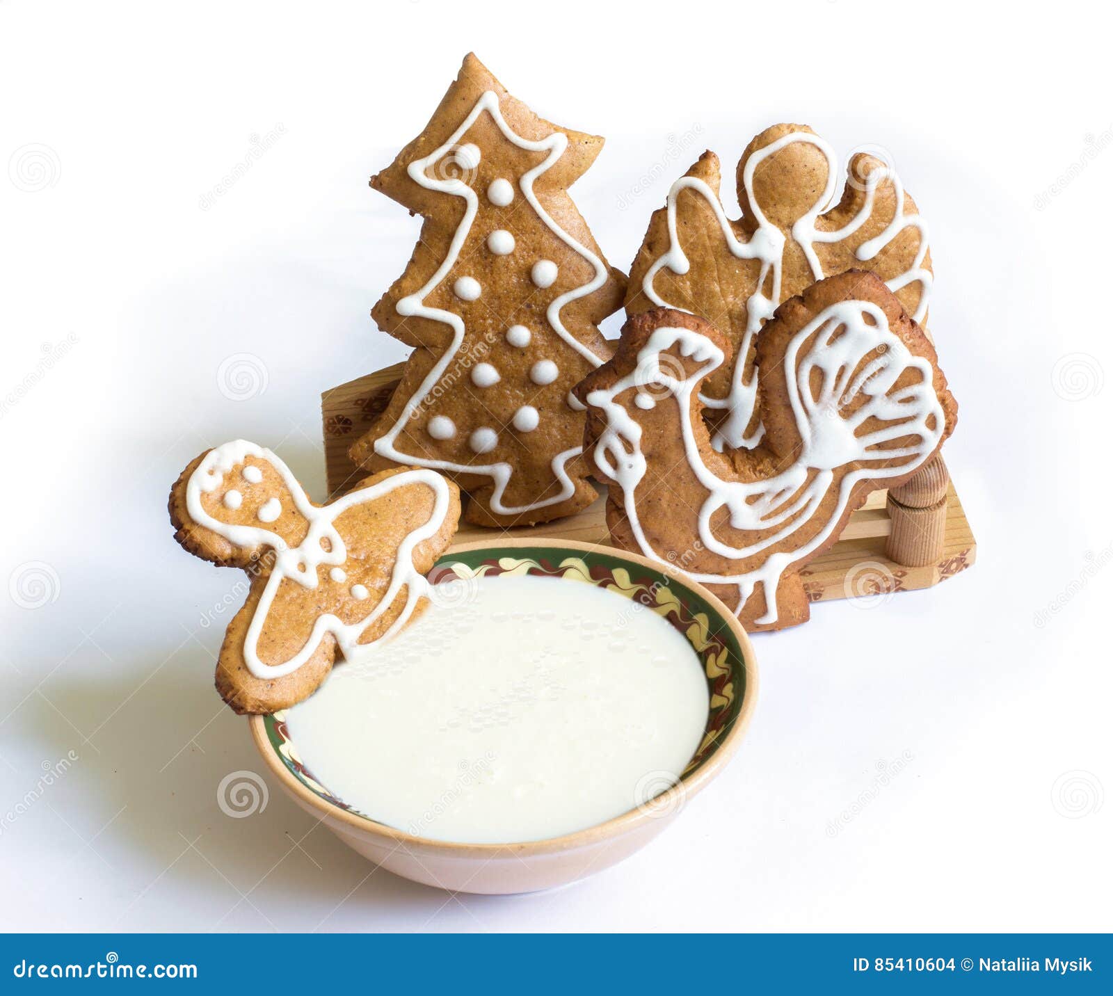 Gingerbread and milk. stock photo. Image of food, biscuit - 85410604