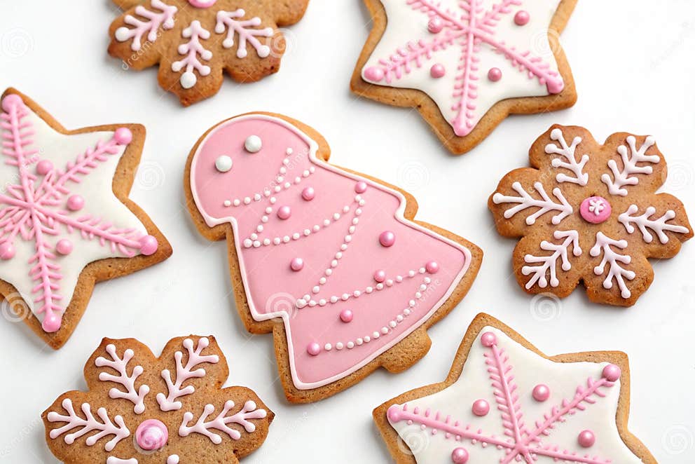 Gingerbread with Pink Icing Stock Illustration - Illustration of ...
