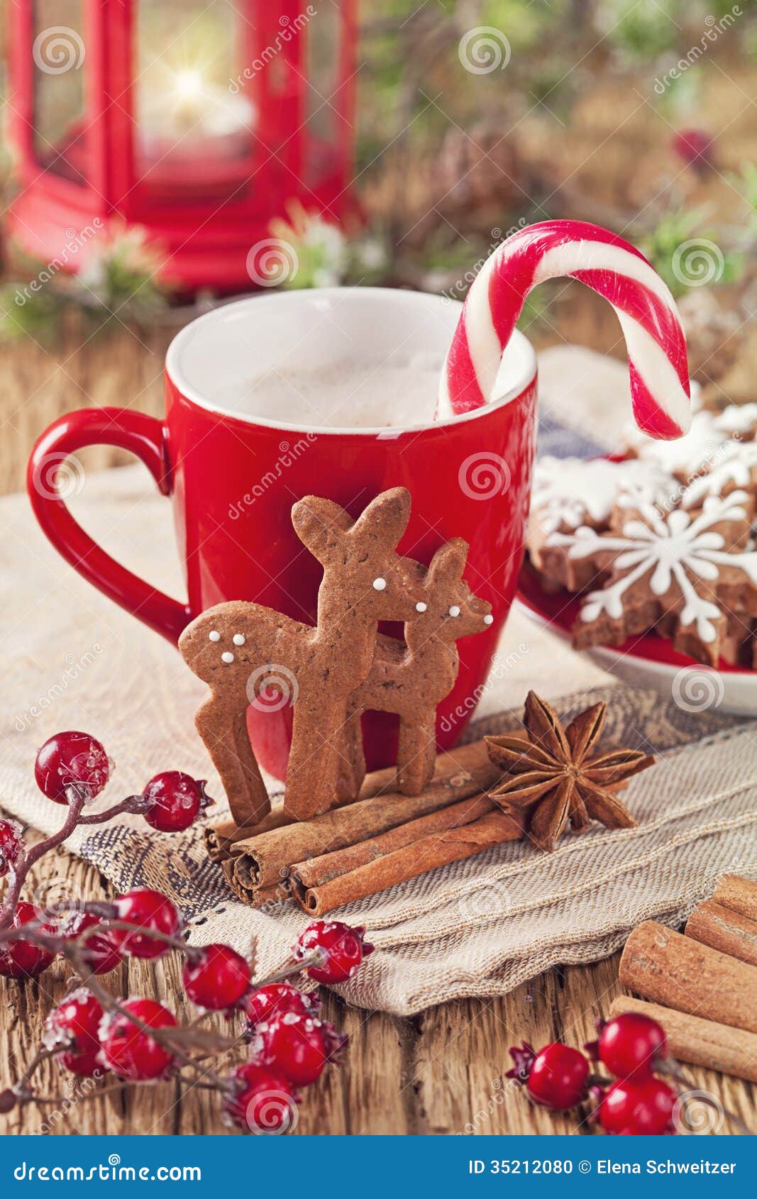 Gingerbread Reindeer Cookies Stock Photo - Image of drink, bake: 35212080