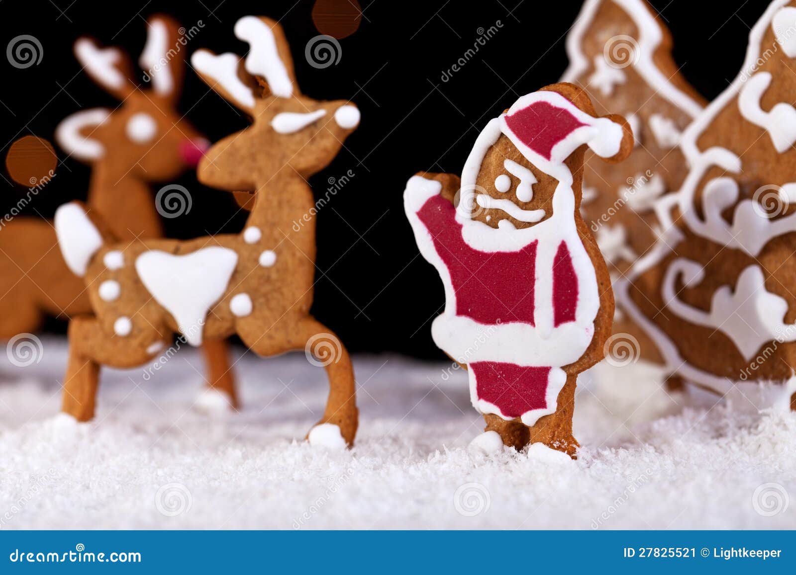 Gingerbread Santa with Deers Stock Image - Image of cookie, icing: 27825521