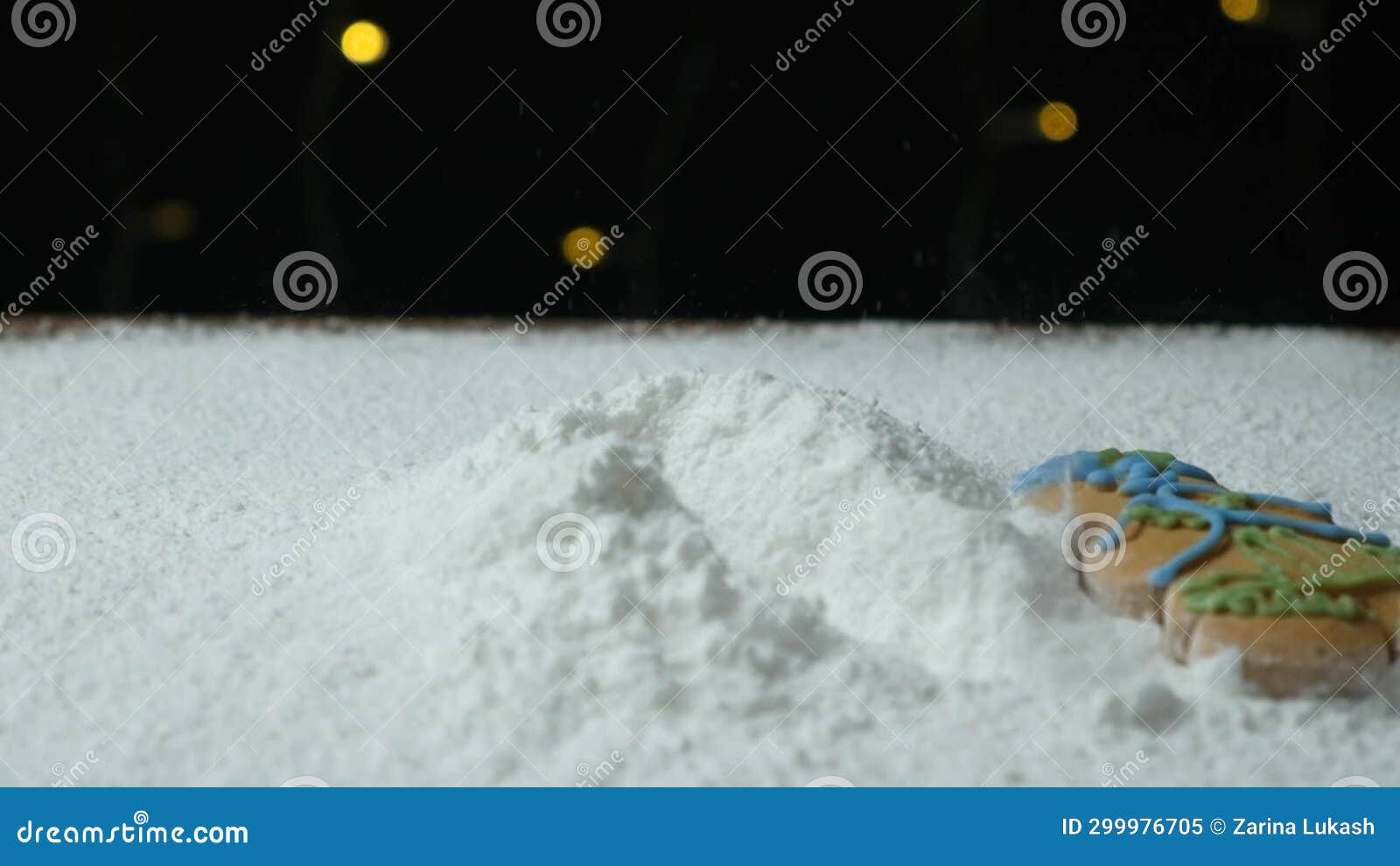 Gingerbread in the Shape of Men Falls into the Snow Made of Powdered ...