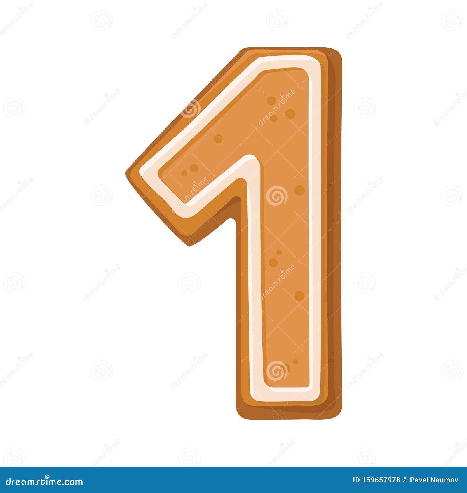 Cookies in the Shape of Number 1. Vector Illustration on a White ...