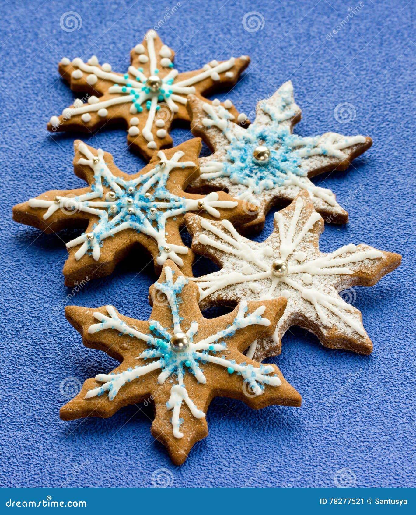Gingerbread Shaped Snowflakes Decorated with Icing and Sugar Sprinkling ...