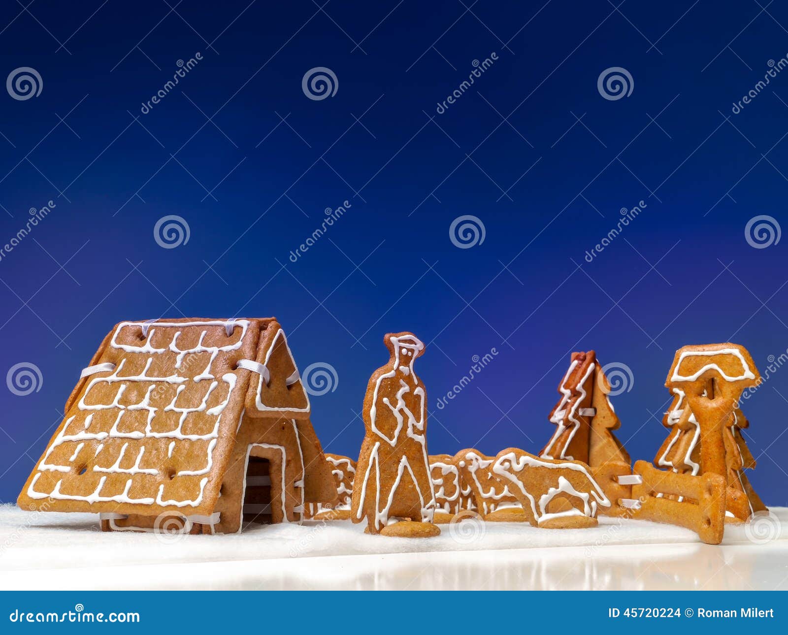 Gingerbread Shepherd with Flock of Sheep Stock Photo - Image of ...