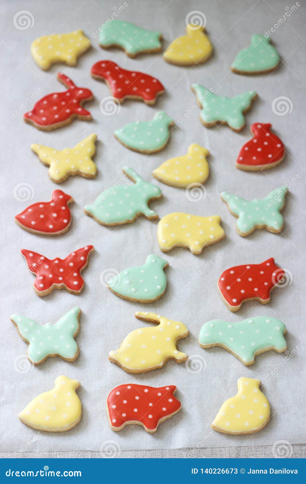 Gingerbread or Shortbread Cookies of Various Shapes, Covered with ...