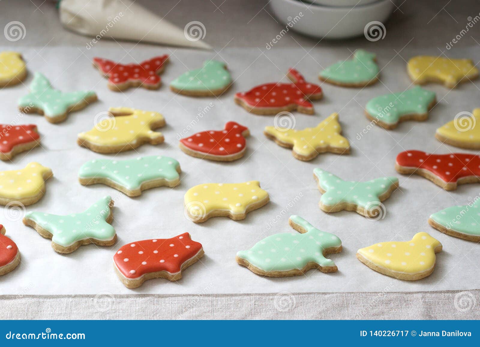 Gingerbread or Shortbread Cookies of Various Shapes, Covered with ...
