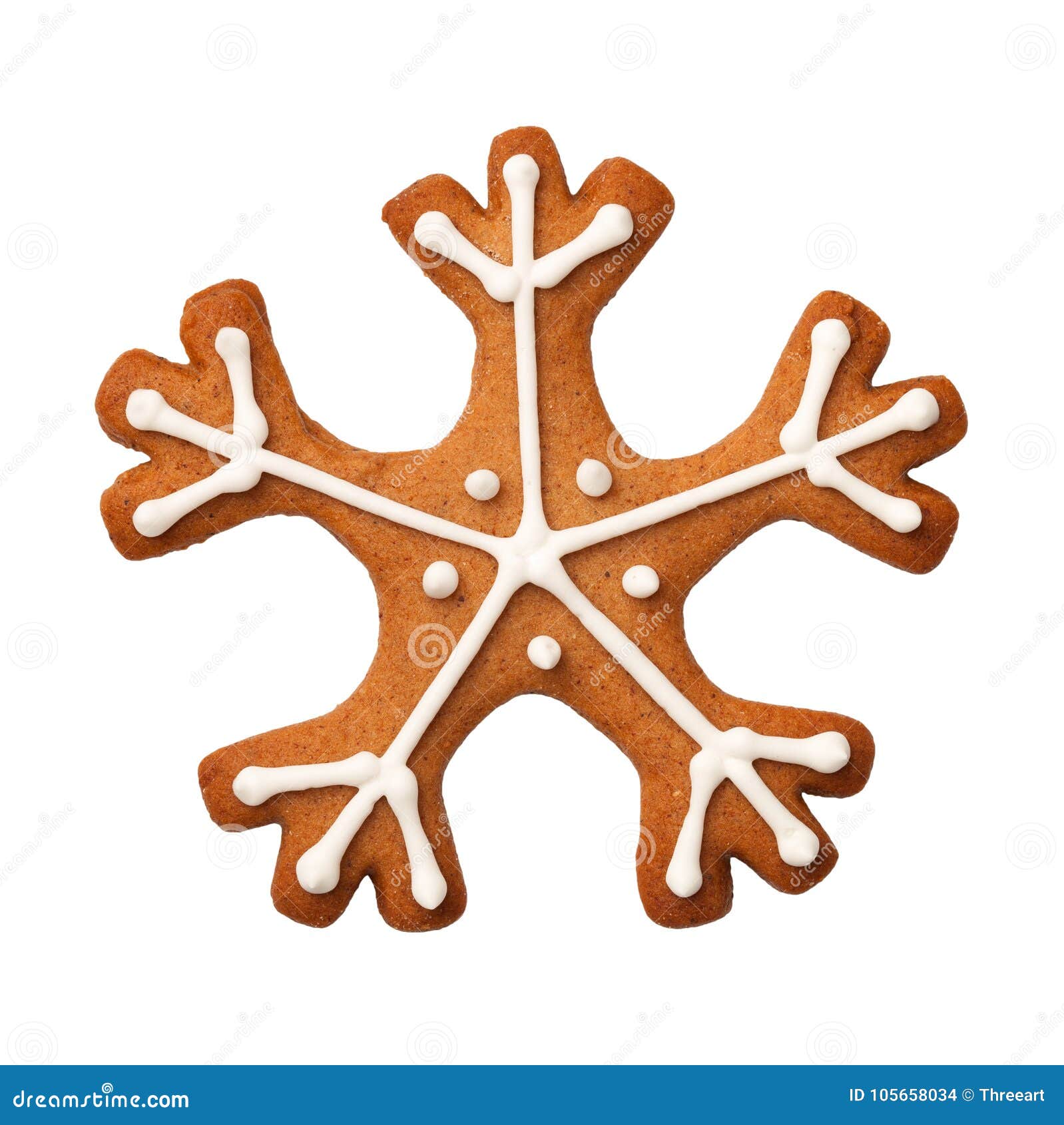 Gingerbread Snowflake Isolated on White Background Stock Photo - Image ...