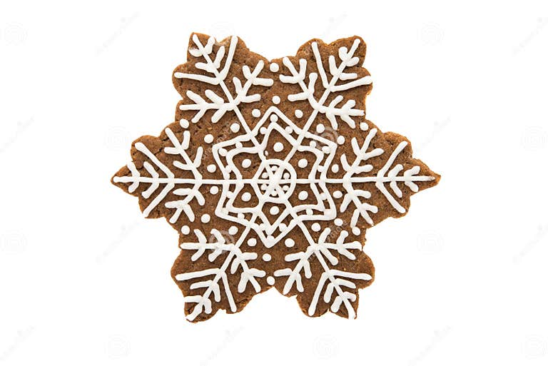 Gingerbread Snowflake Cookies Decorated Stock Photo - Image of season ...
