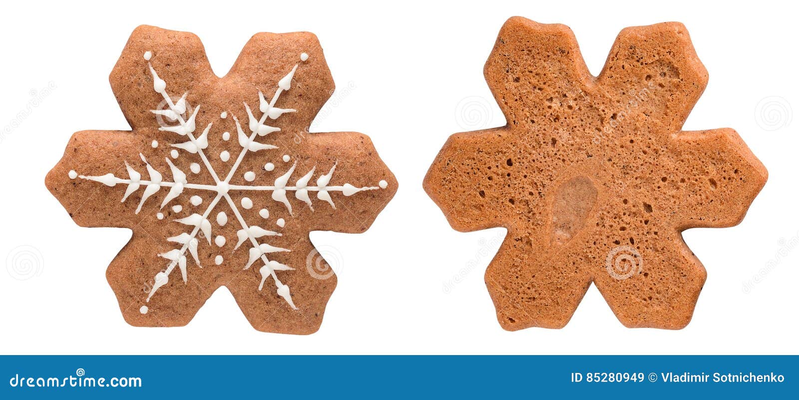 Gingerbread Snowflake Isolated on White Background Stock Image - Image ...
