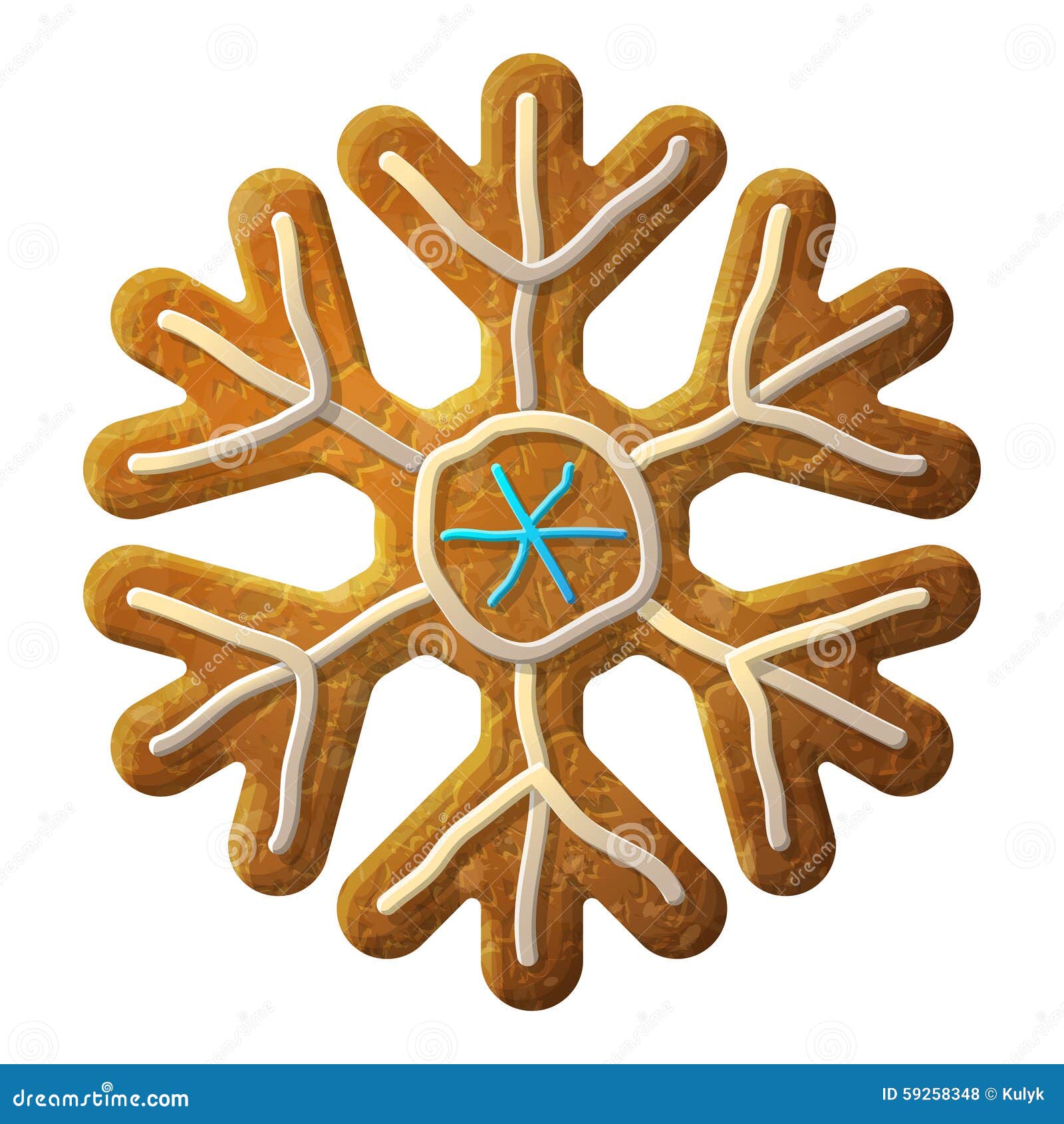 Gingerbread Snowflake Symbol Decorated Colored Icing Stock Vector ...