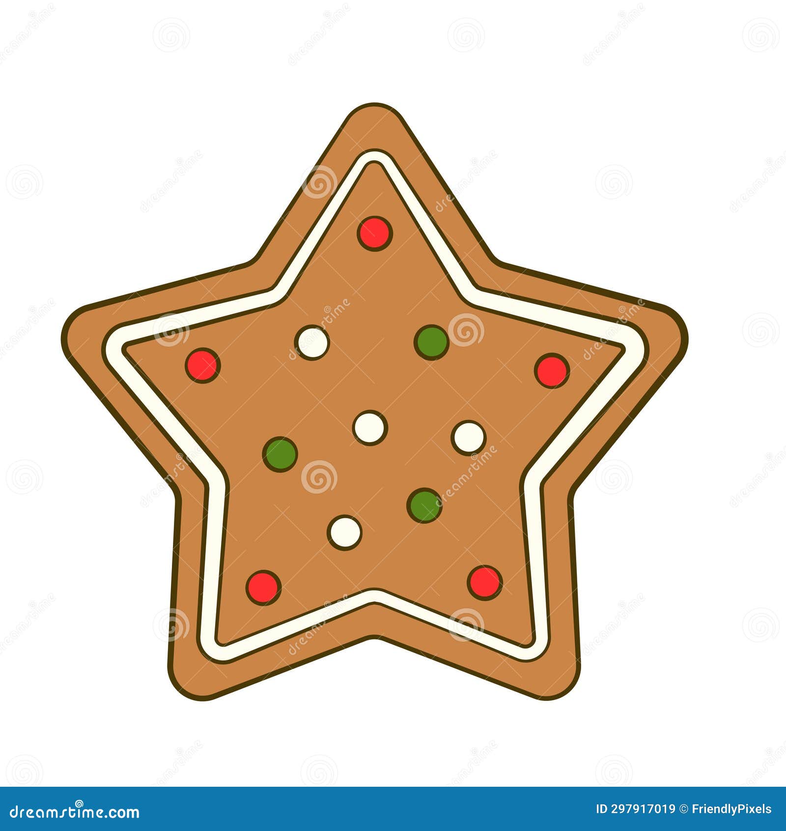 Gingerbread star. Cartoon stock illustration. Illustration of white ...