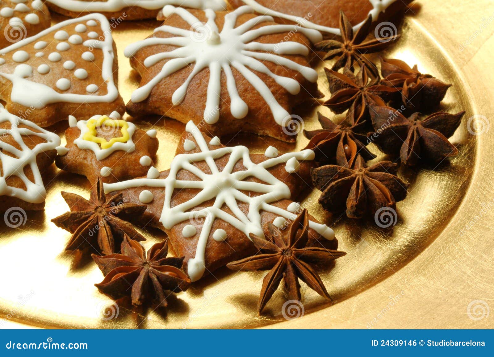Gingerbread stars stock photo. Image of christmas, plate - 24309146