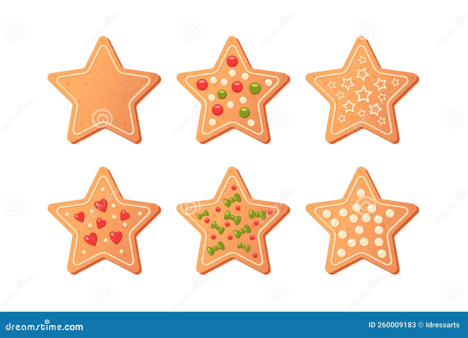Gingerbread stars cookies stock vector. Illustration of dessert - 260009183