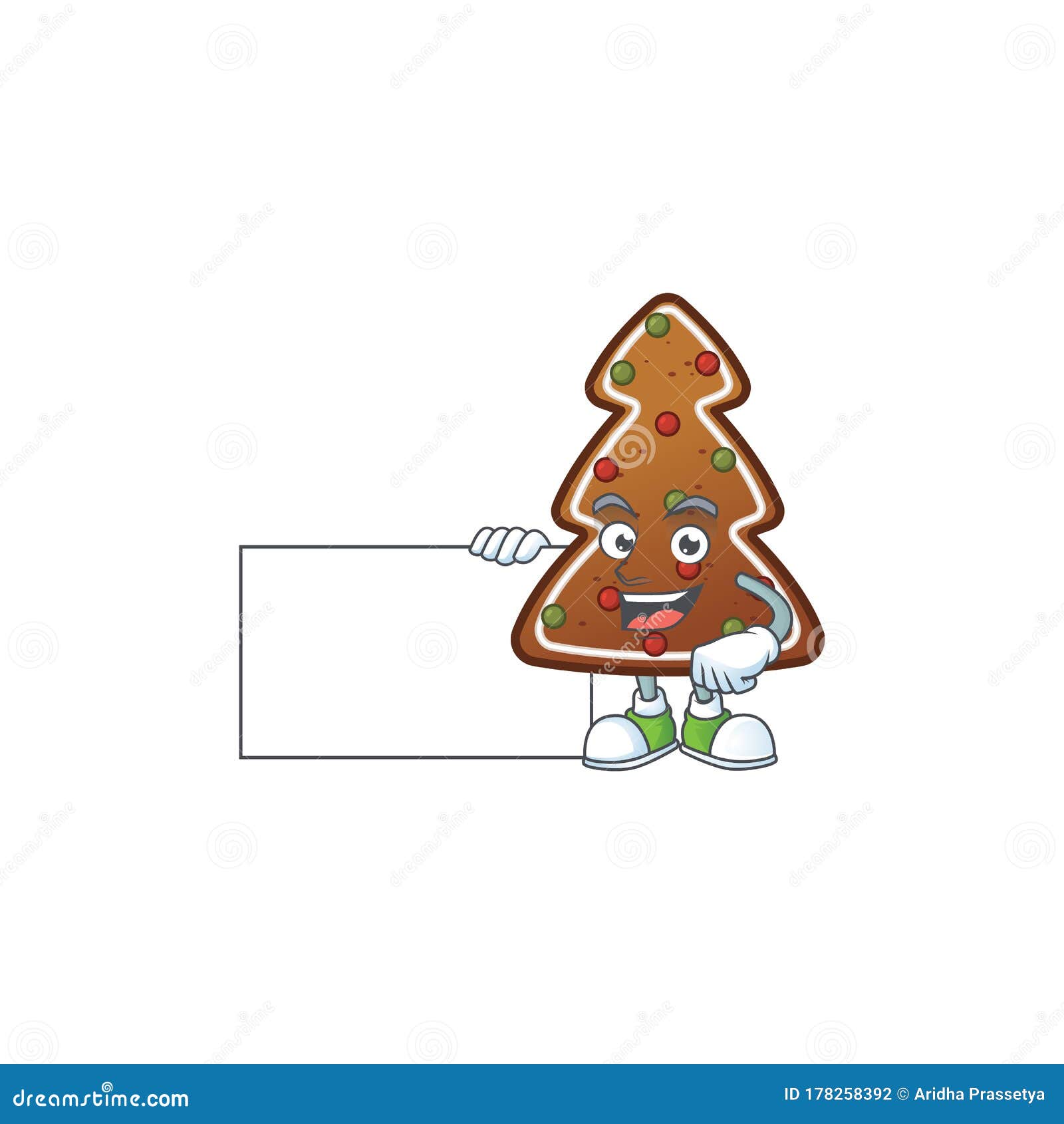 Gingerbread Tree Cartoon Character Concept Thumbs Up Having A White ...