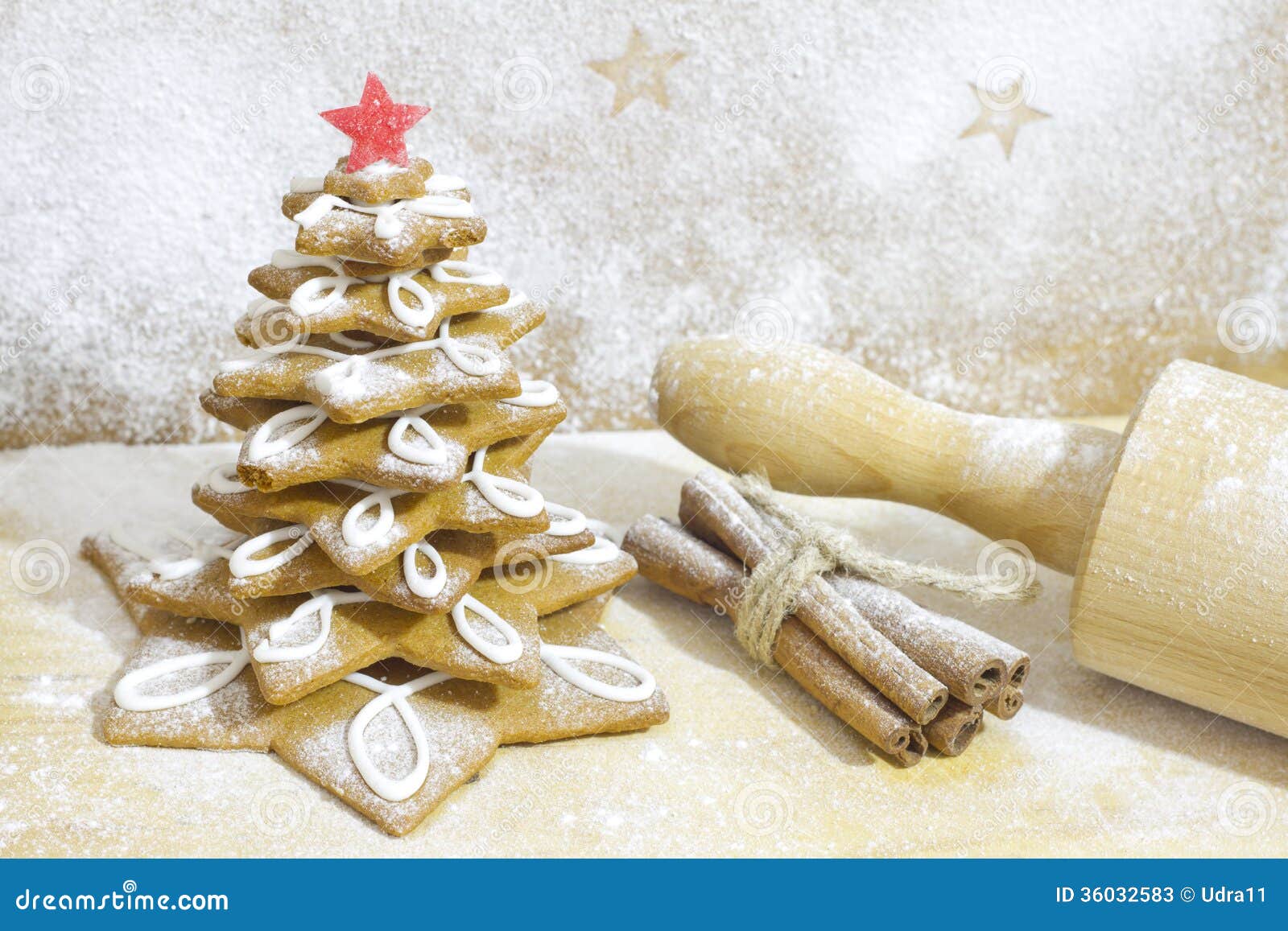 Gingerbread Tree in the Kitchen Christmas Baking Stock Image - Image of ...