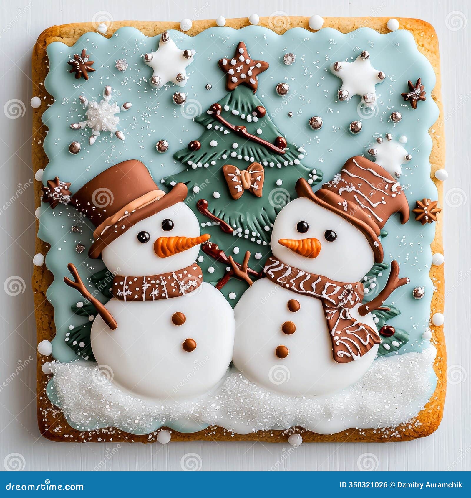 Gingerbread, Tree, and Snowman are Depicted on a Beige Ceramic Tile ...